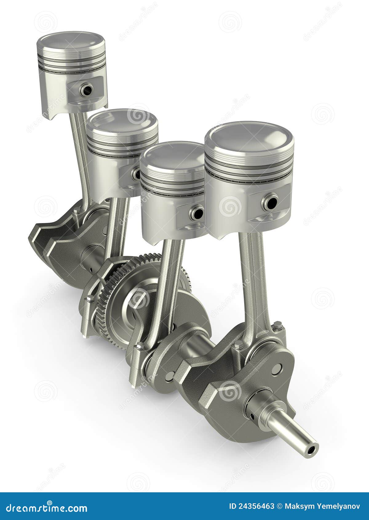 Zuigers En Trapas. Motor Met Vier Cilinders. Stock Illustratie ...