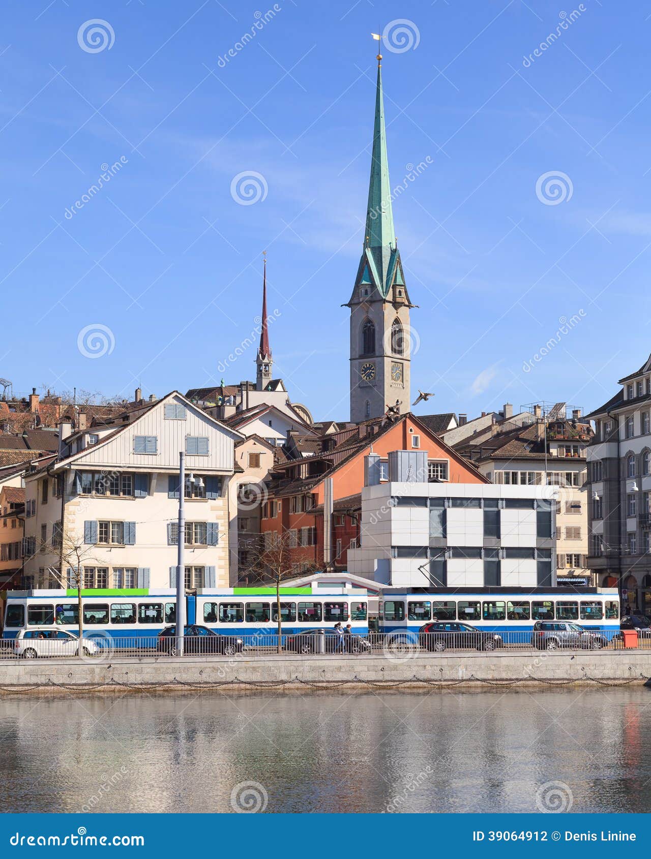 Zurich, the Central Library Tower Stock Photo - Image of house, river ...