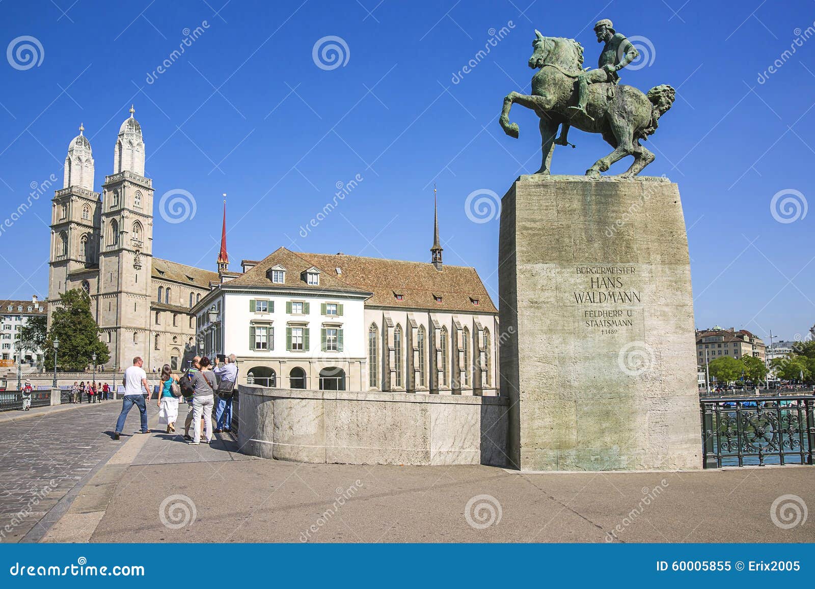 Zurich Centrum Och Monument Till Hans Waldmann, Schweiz Redaktionell ...