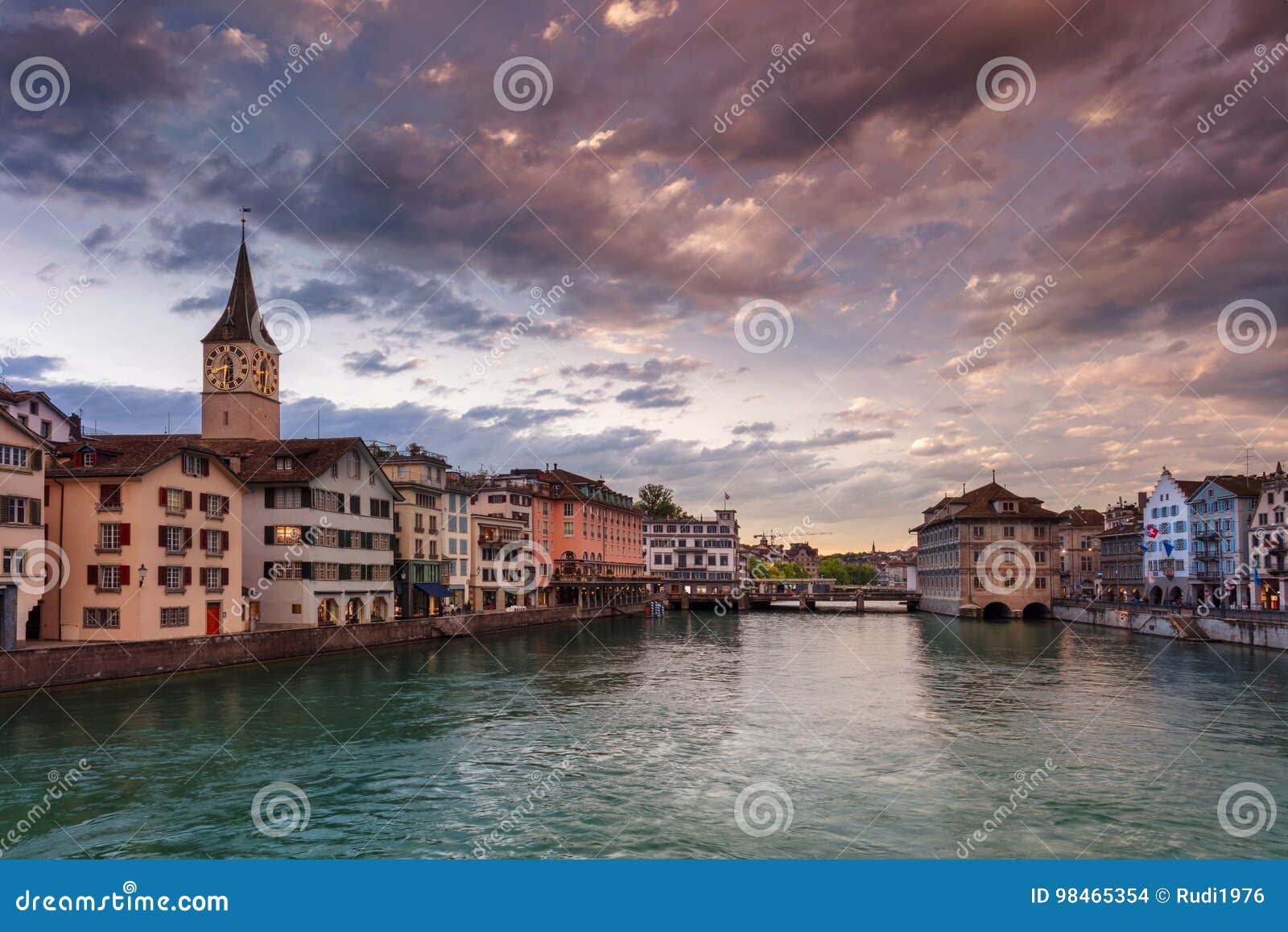 Zurich. stock photo. Image of destinations, tower, cities - 98465354