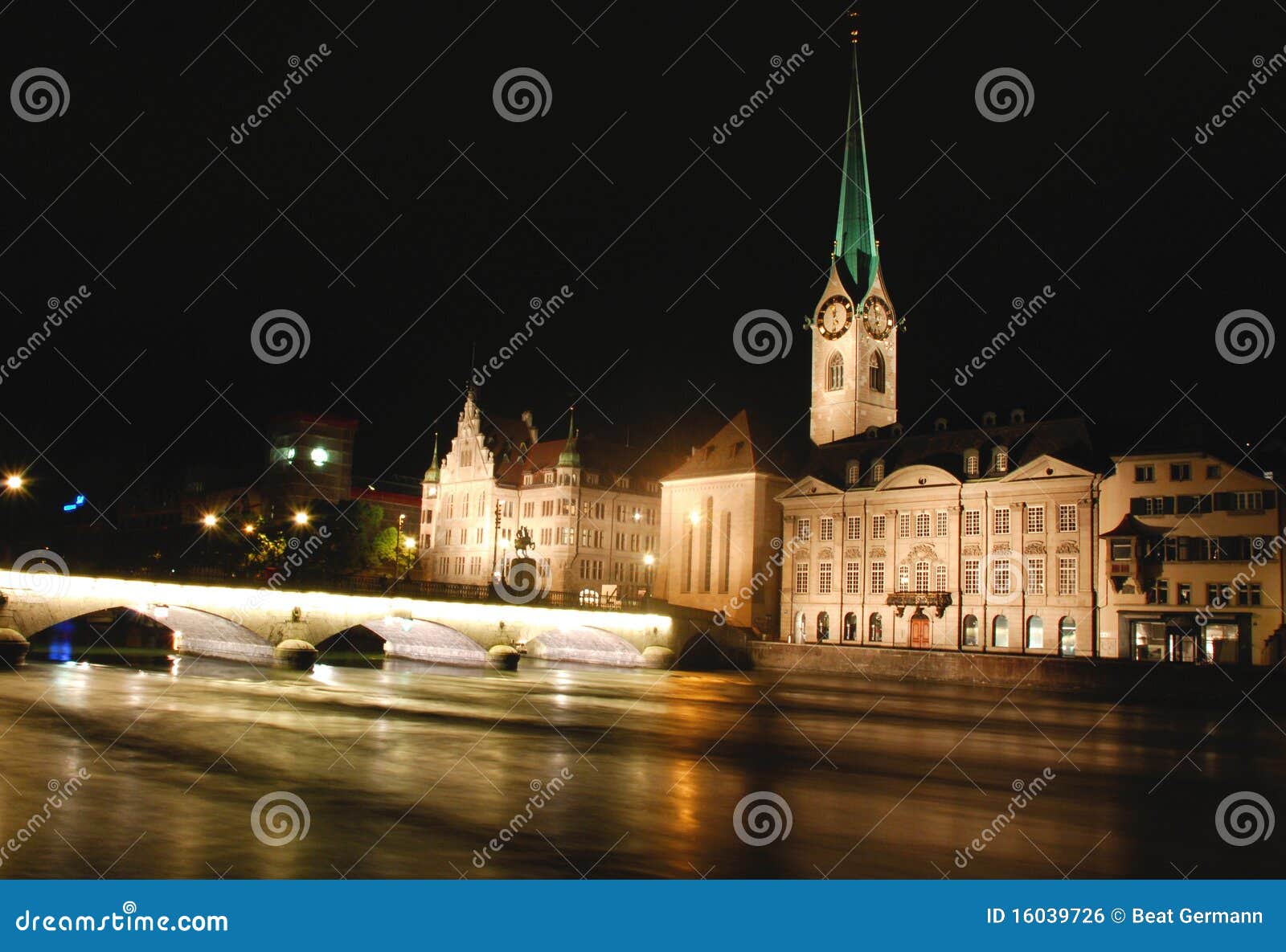 Zurich by night stock photo. Image of oberland, suisse - 16039726