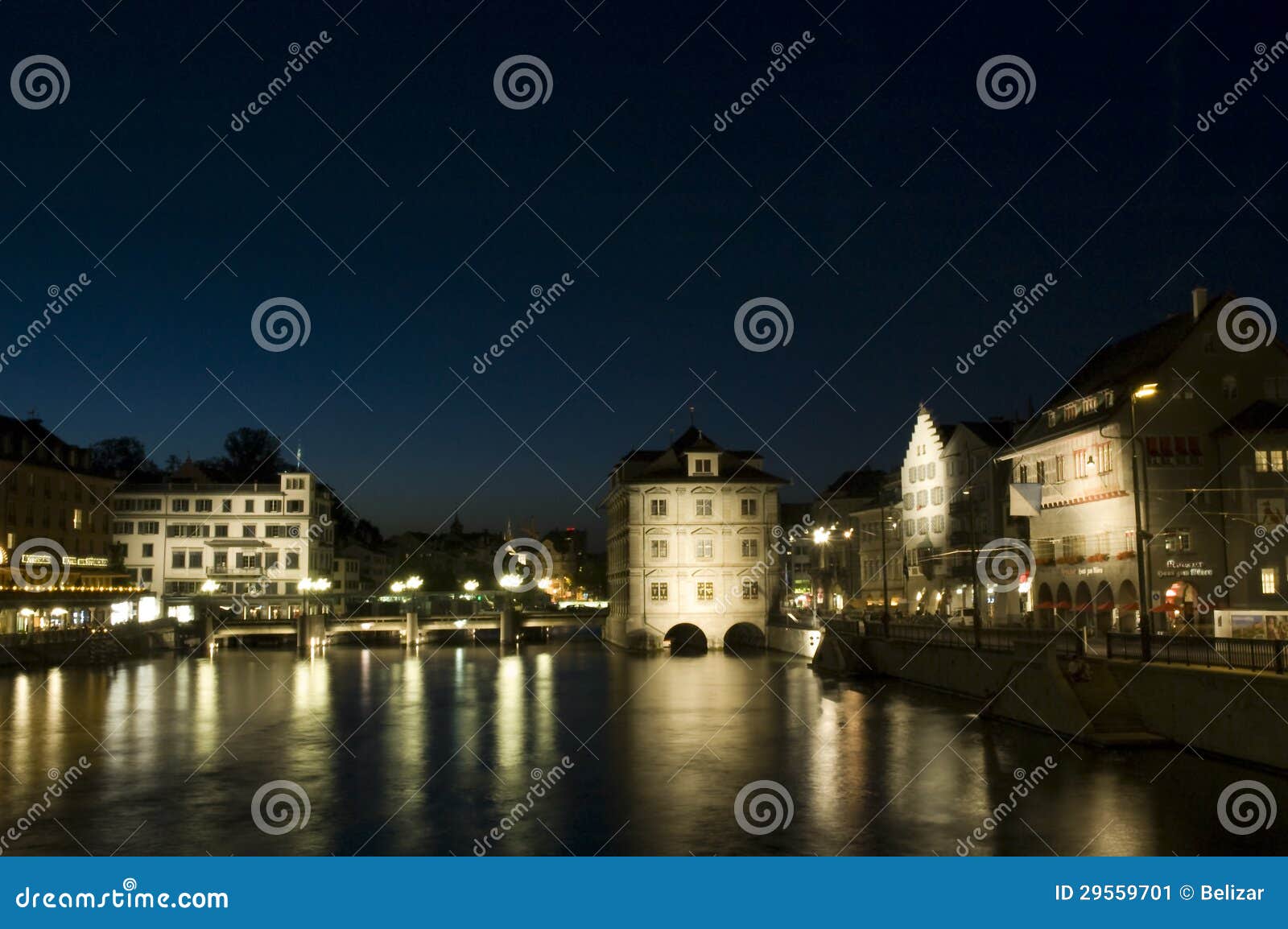 Zurich at night stock image. Image of skyline, night - 29559701