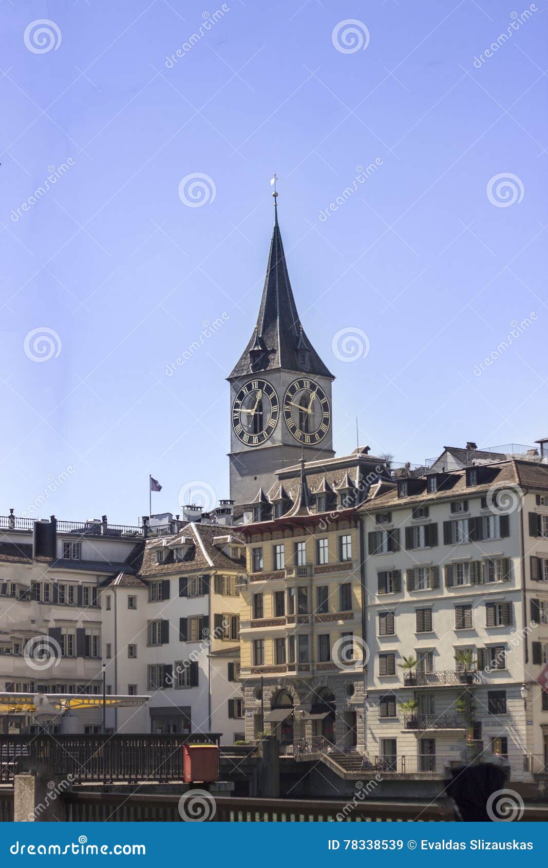 Zurich old town stock image. Image of blue, cityscape - 78338539