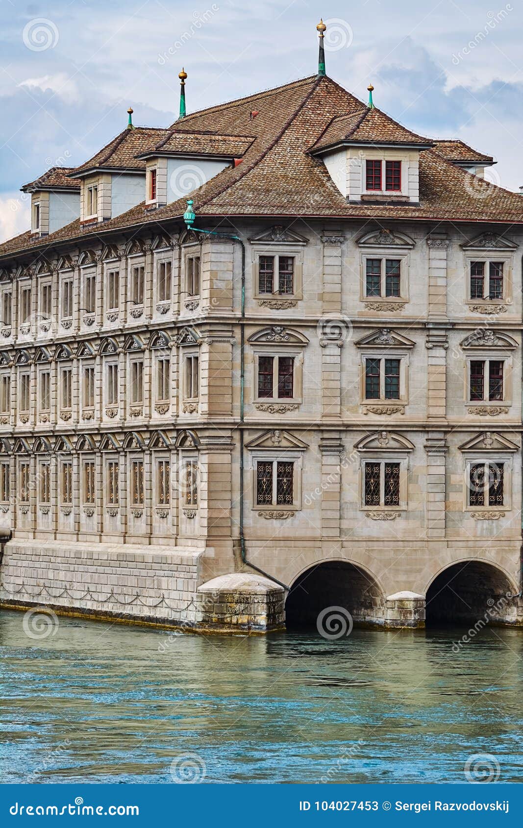 Zurich Town Hall stock image. Image of downtown, limmat - 104027453
