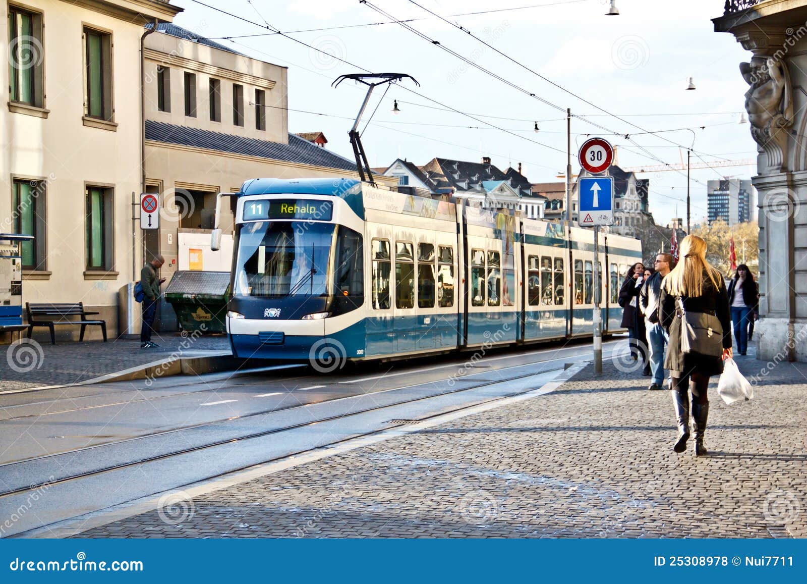 Zurich tram 2 editorial stock photo. Image of architecture - 25308978
