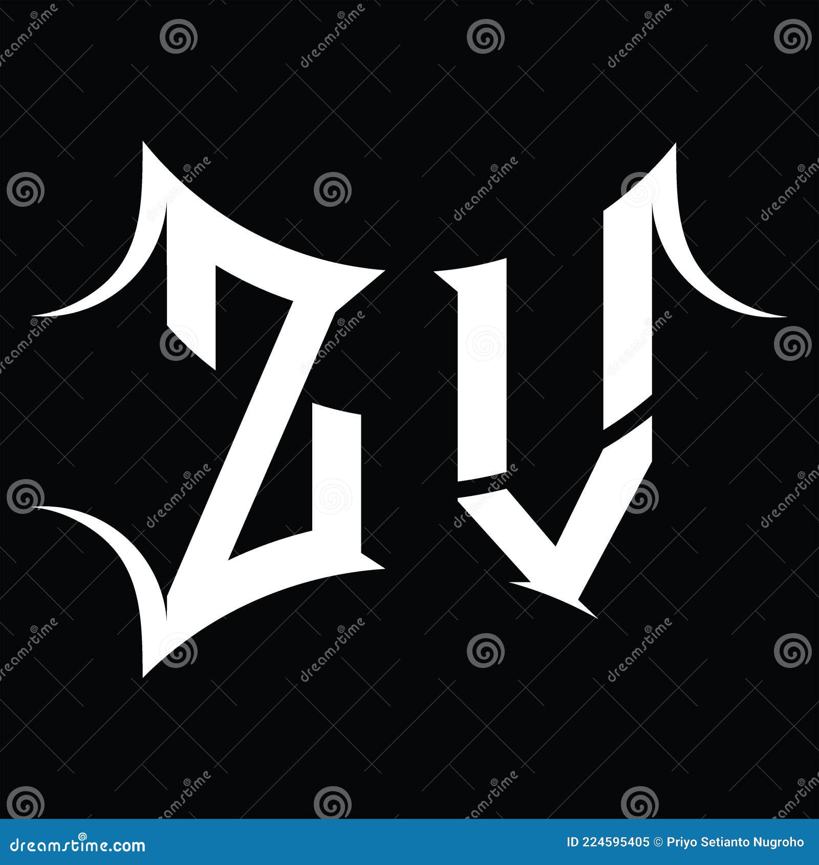 ZV Logo Monogram with Abstract Shape Design Template Stock Illustration ...