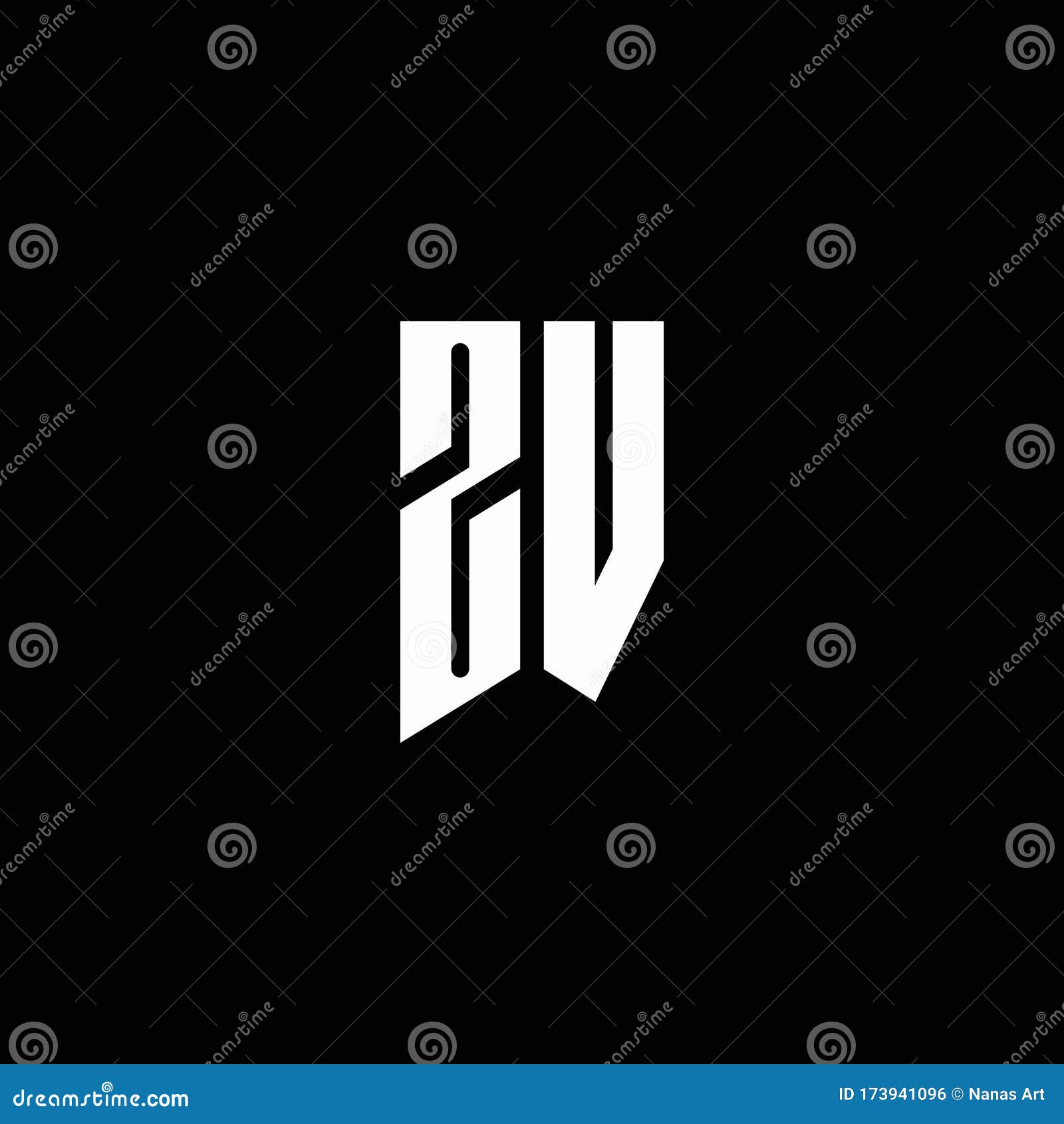 ZV Logo Monogram with Emblem Style Isolated on Black Background Stock ...