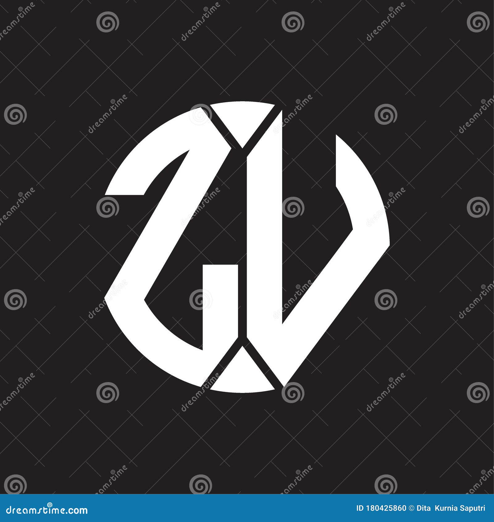 ZV Logo Monogram with Piece Circle Ribbon Style Stock Vector ...