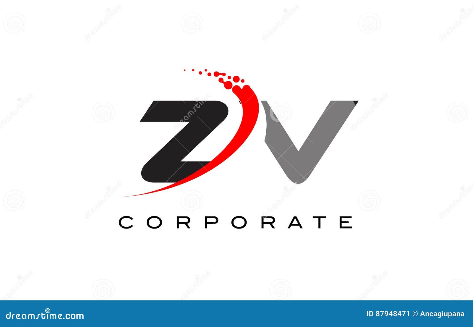 ZV Modern Letter Logo Design with Swoosh Stock Illustration ...