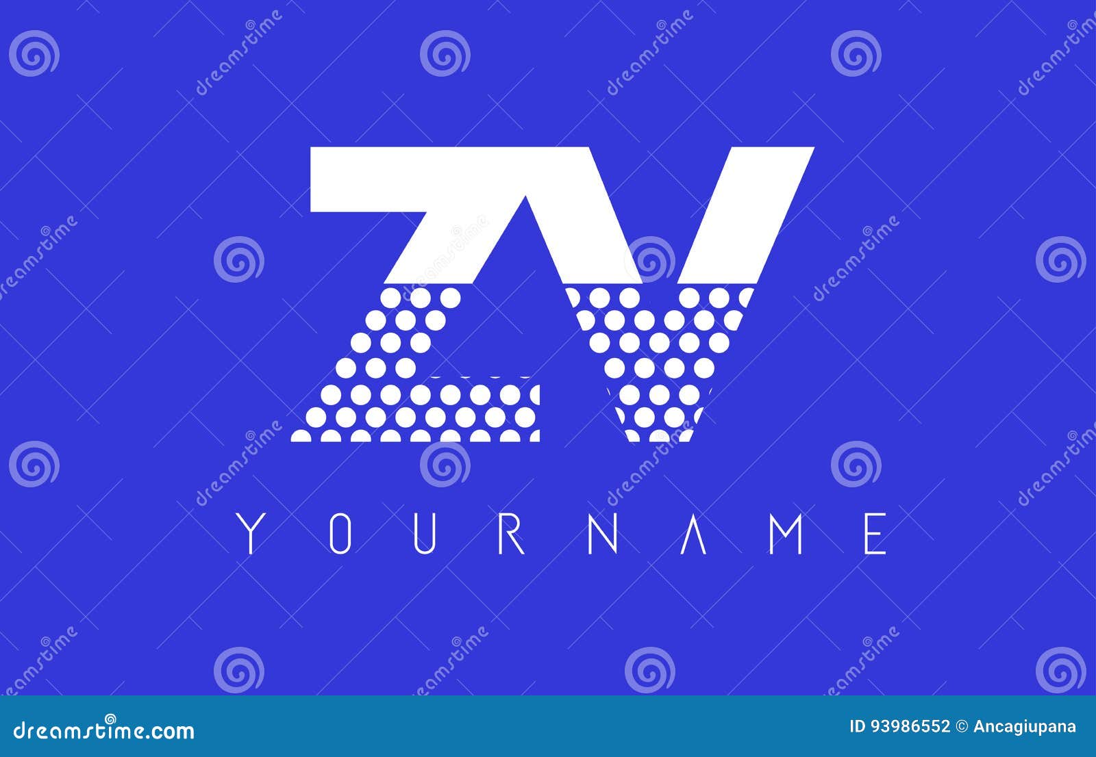 ZV Z V Dotted Letter Logo Design with Blue Background. Stock Vector ...