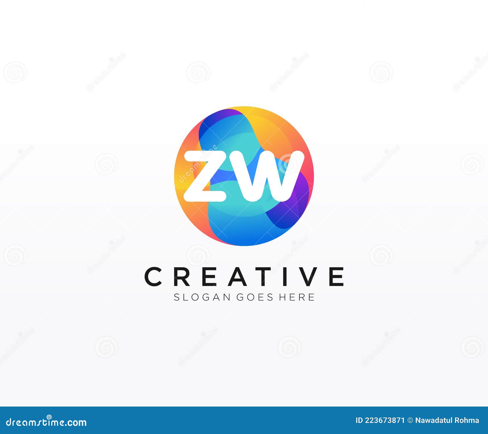 ZW Initial Logo with Colorful Circle Template Vector Stock Vector ...