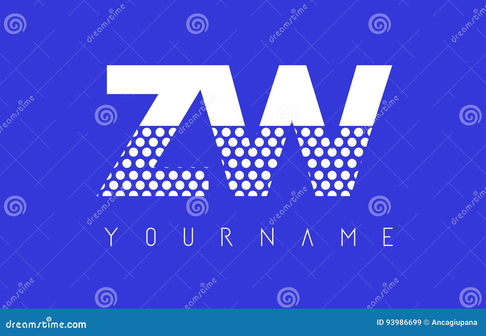 ZW Z W Dotted Letter Logo Design with Blue Background. Stock Vector ...