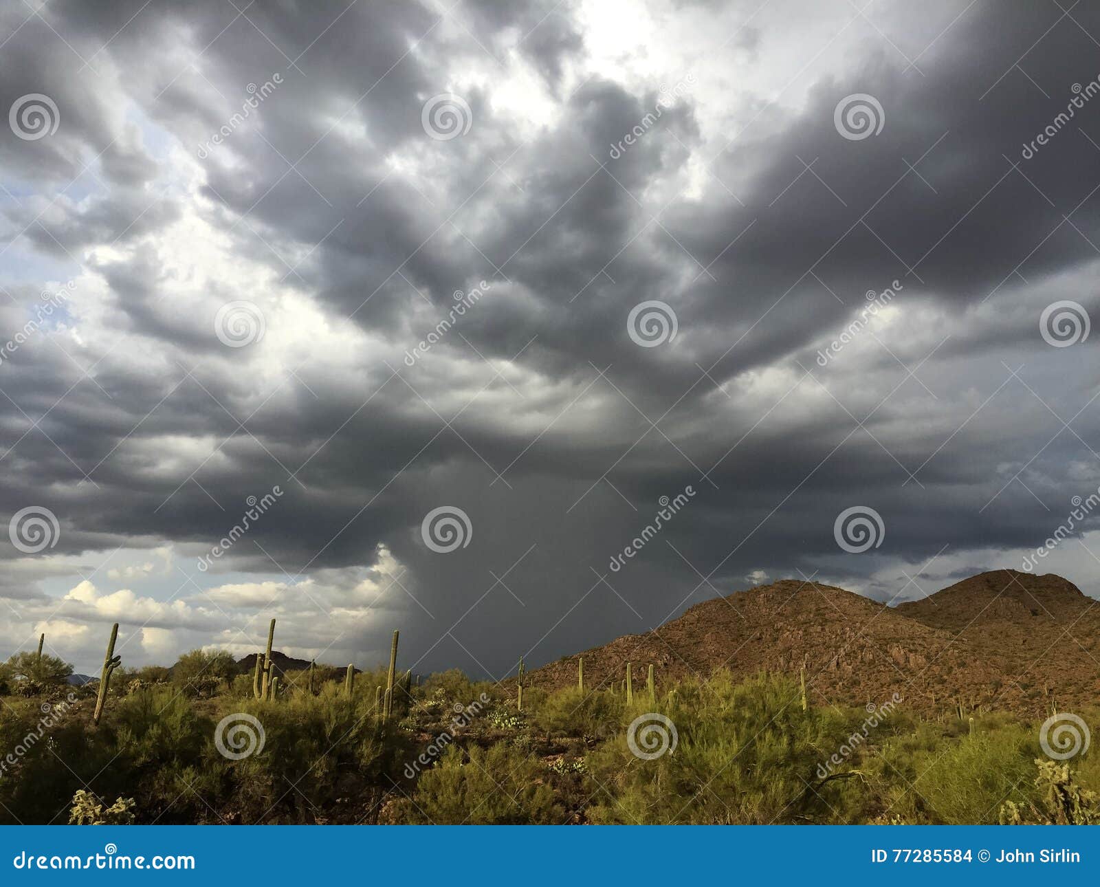 Zware regen in de woestijn stock foto. Image of bergen - 77285584