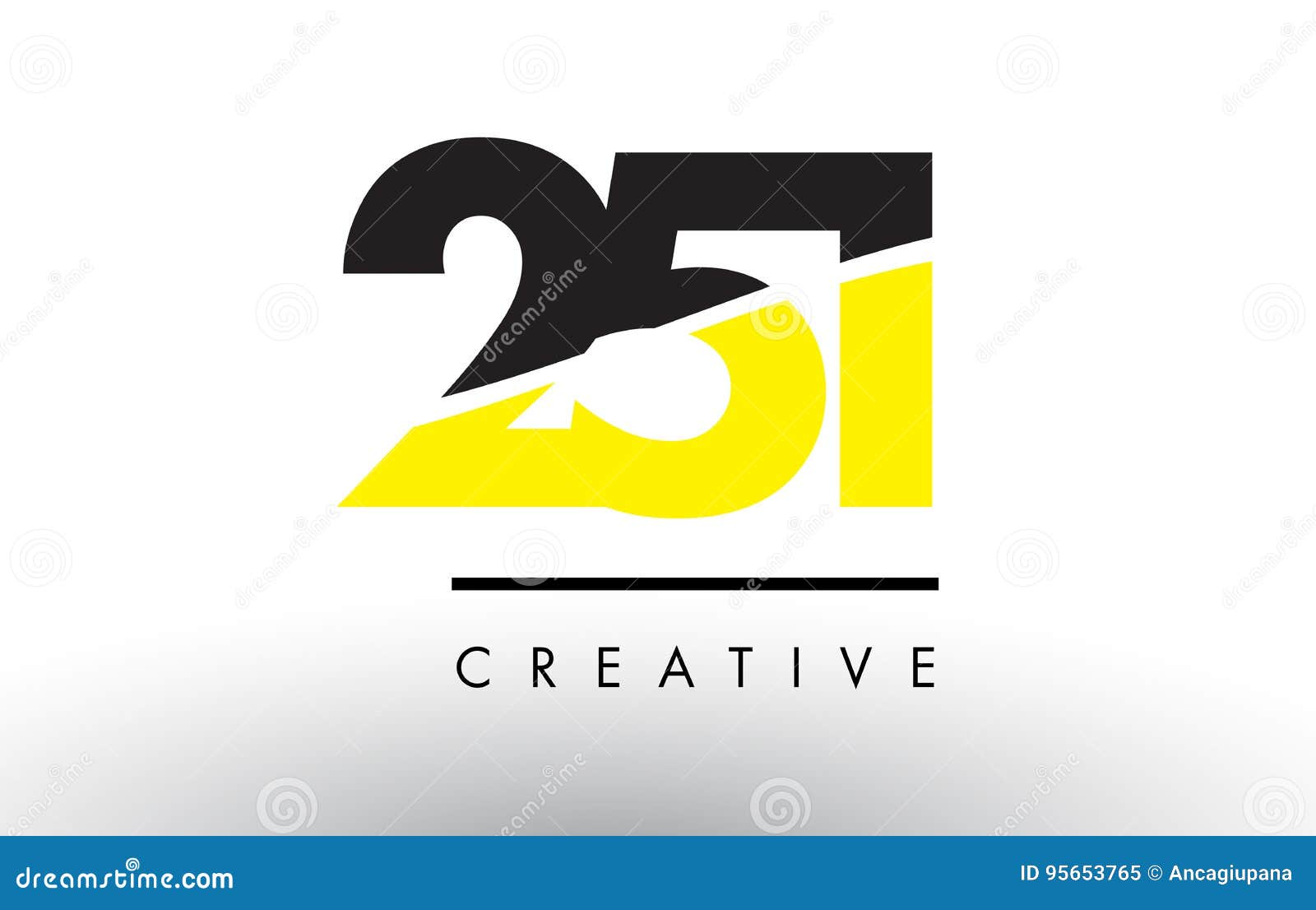251 Zwart En Geel Aantal Logo Design Vector Illustratie - Illustration ...