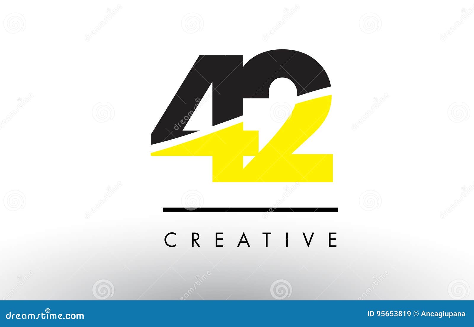 42 Zwart En Geel Aantal Logo Design Vector Illustratie - Illustration ...