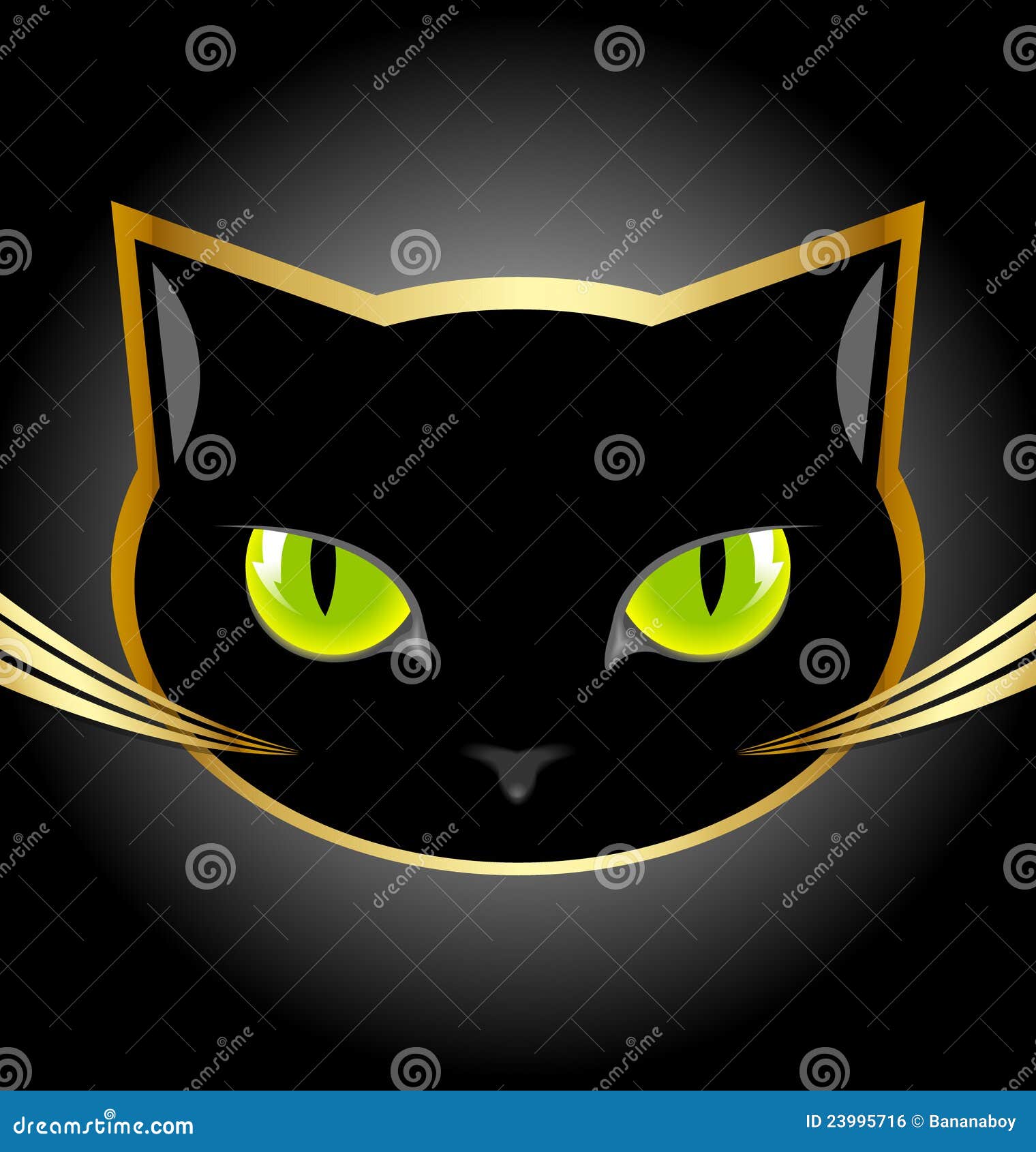 Zwart kattenhoofd vector illustratie. Illustration of geheimzinnig ...