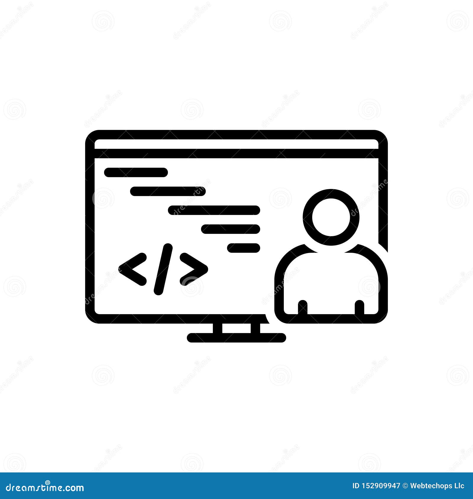 Zwart Lijnpictogram Voor Programmation, Codage En Technologie Vector ...