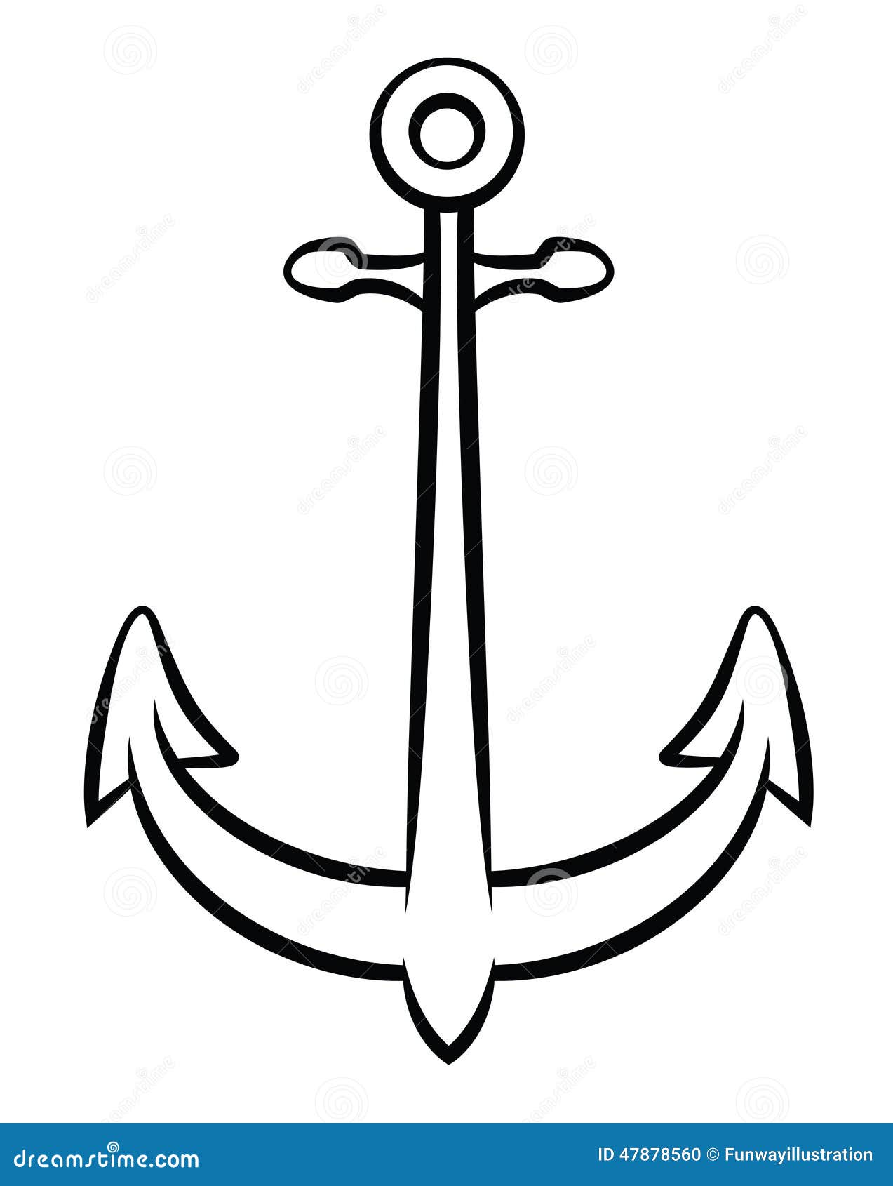 Zwart-wit Anker vector illustratie. Illustration of zwart - 47878560