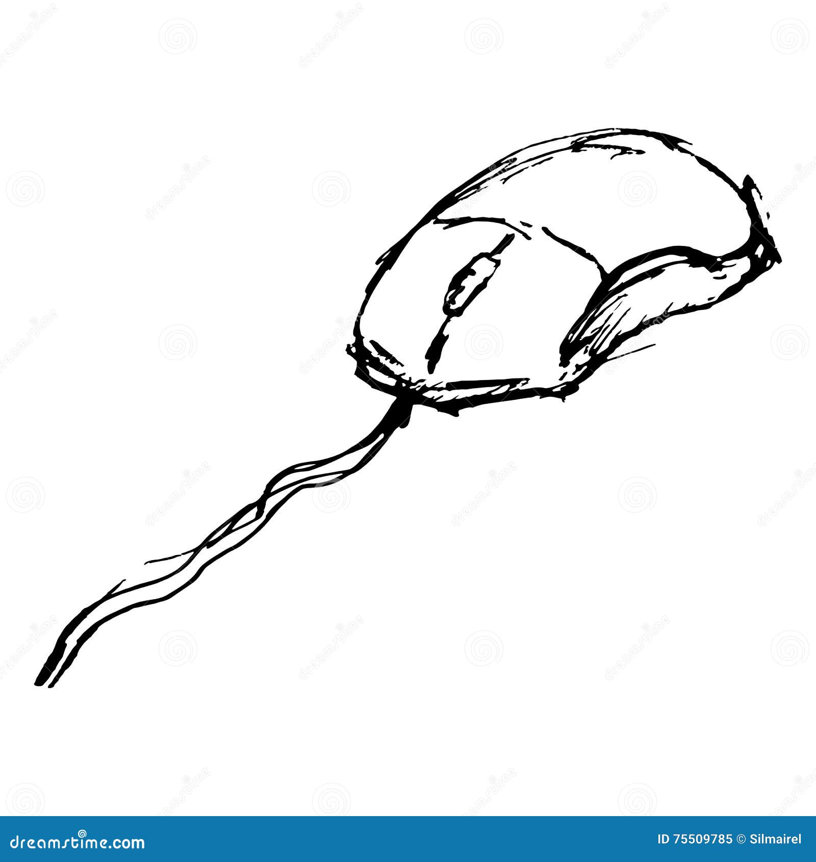 Zwart-wit Geschetst De Lijnart. Van De Computermuis Vector Vector ...