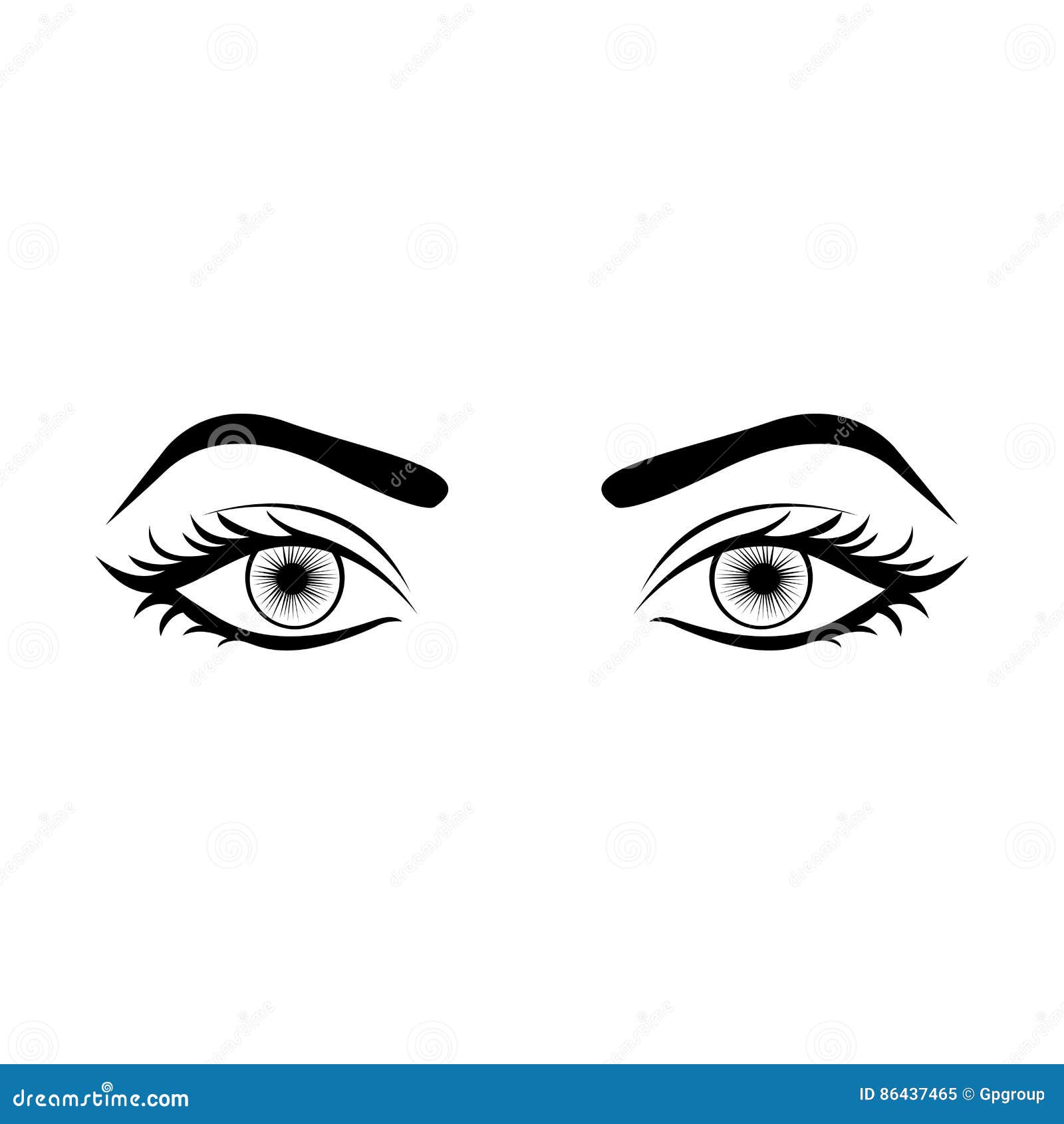 Zwart-wit Silhouet Met Vrouwelijke Open Ogen Stock Illustratie ...