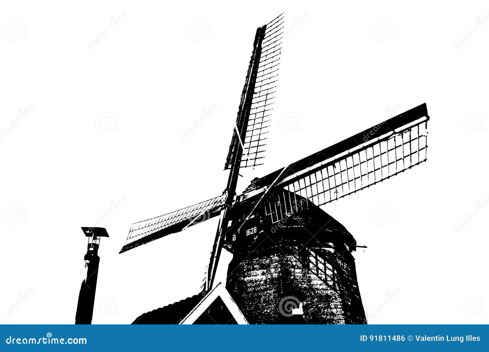 Zwart-wit Silhouet Van Nederlandse Windmolen Redactionele Foto ...
