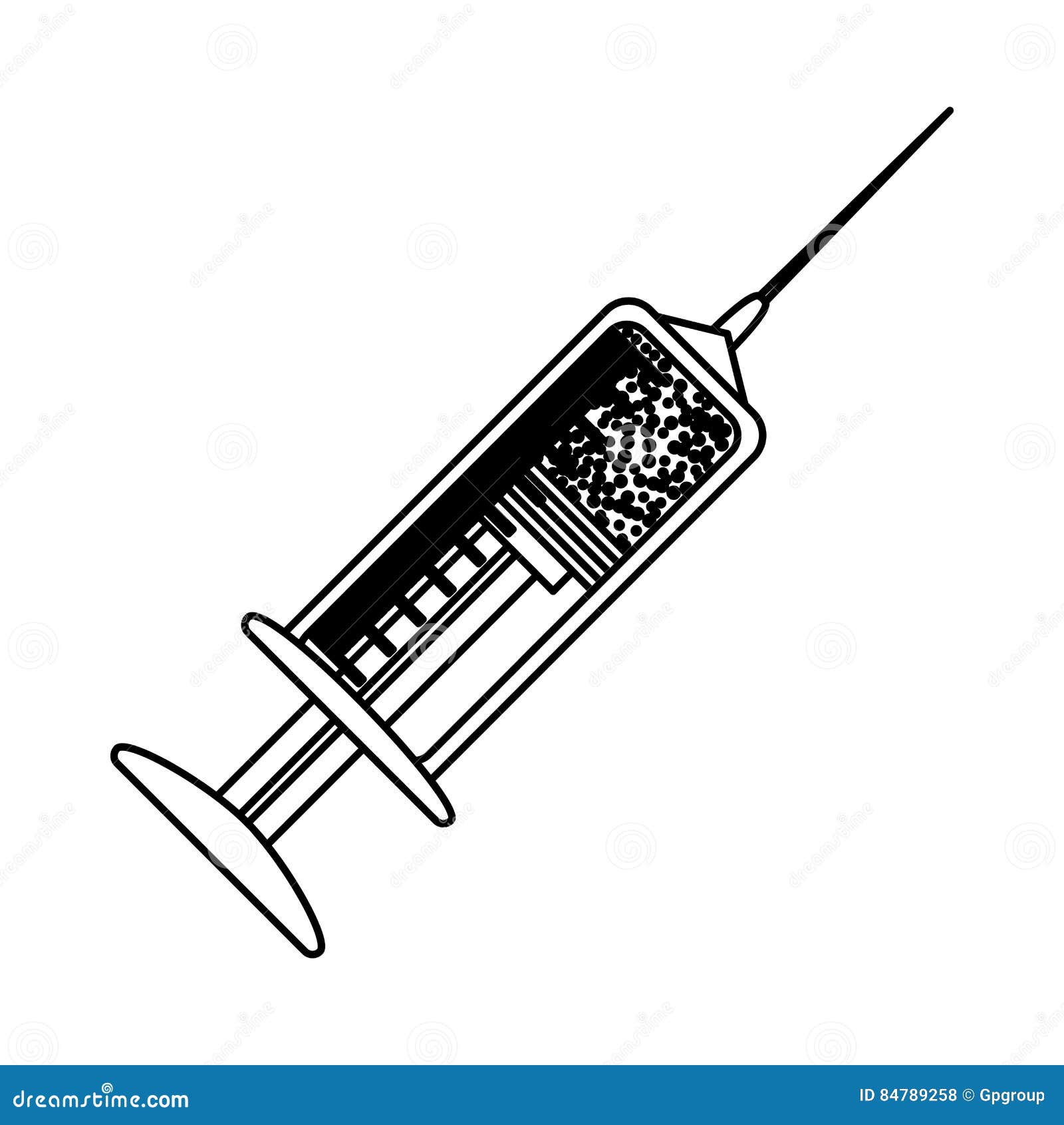 Zwart-wit Silhouet Van Spuit Met Geneeskunde Vector Illustratie ...