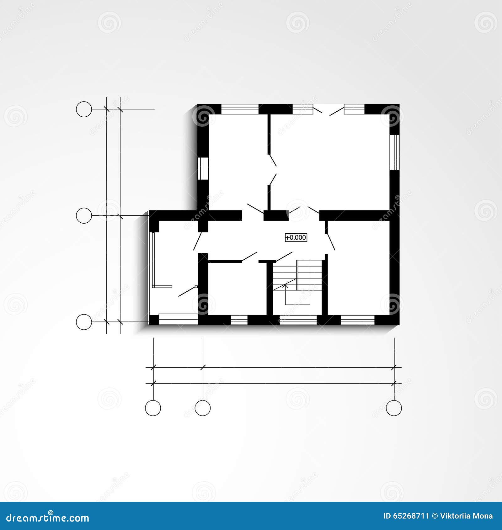 Zwart-wit Vloerplan Van Een Huis Stock Illustratie - Illustration of ...