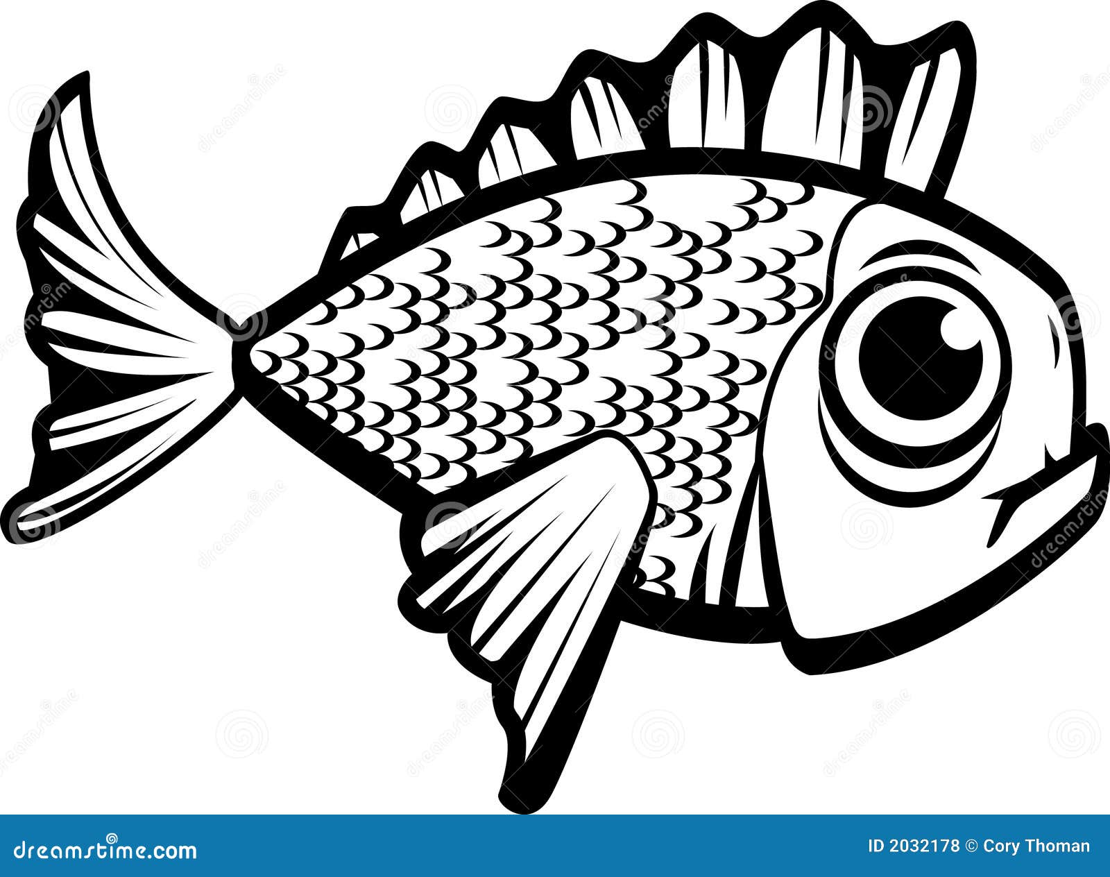 Zwart-witte vissen vector illustratie. Illustration of dier - 2032178