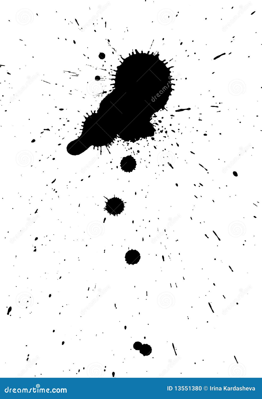 Zwarte inktvlek stock foto. Image of tekening, geïsoleerd - 13551380