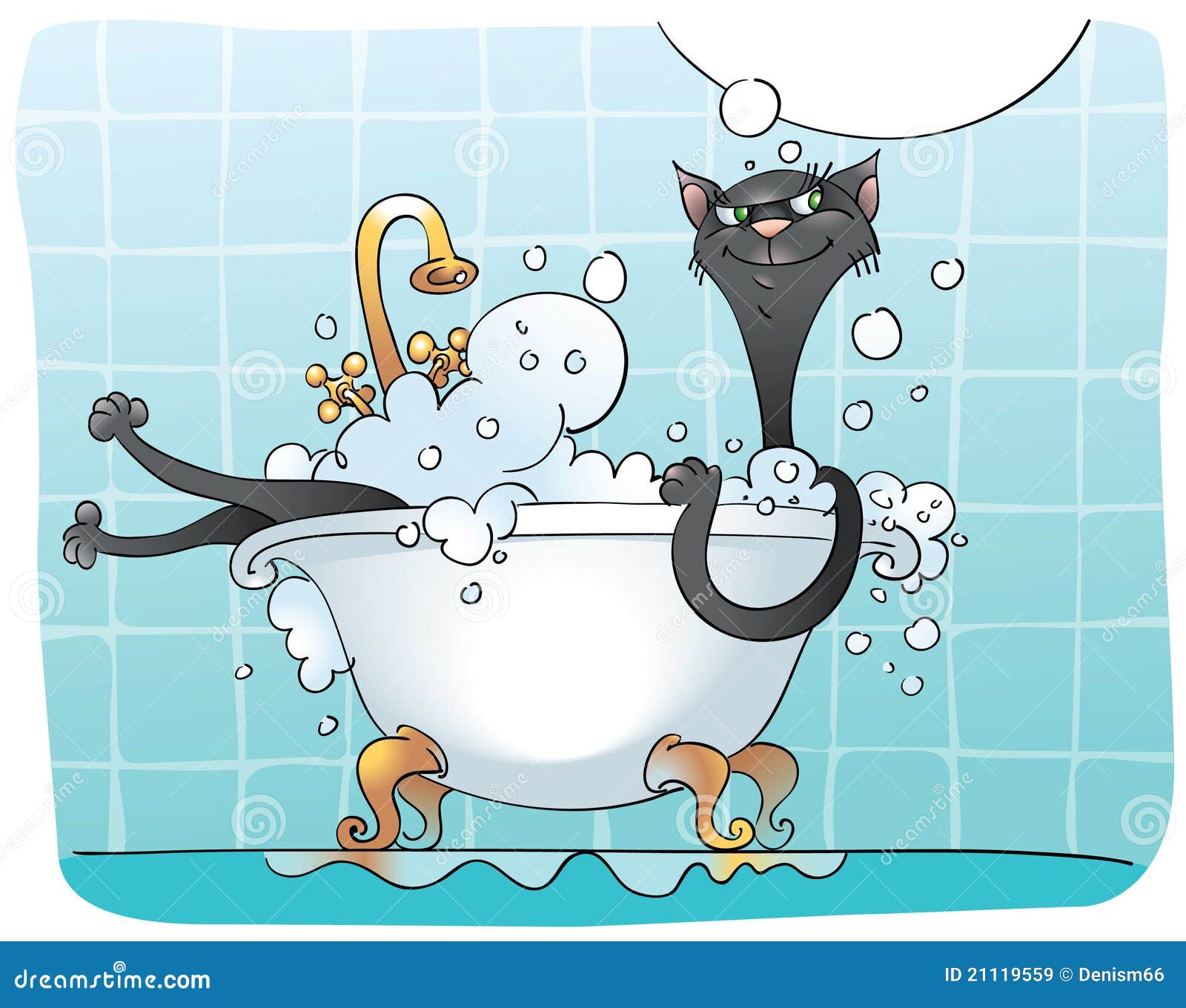 Zwarte kat in bad vector illustratie. Illustration of luxueus - 21119559