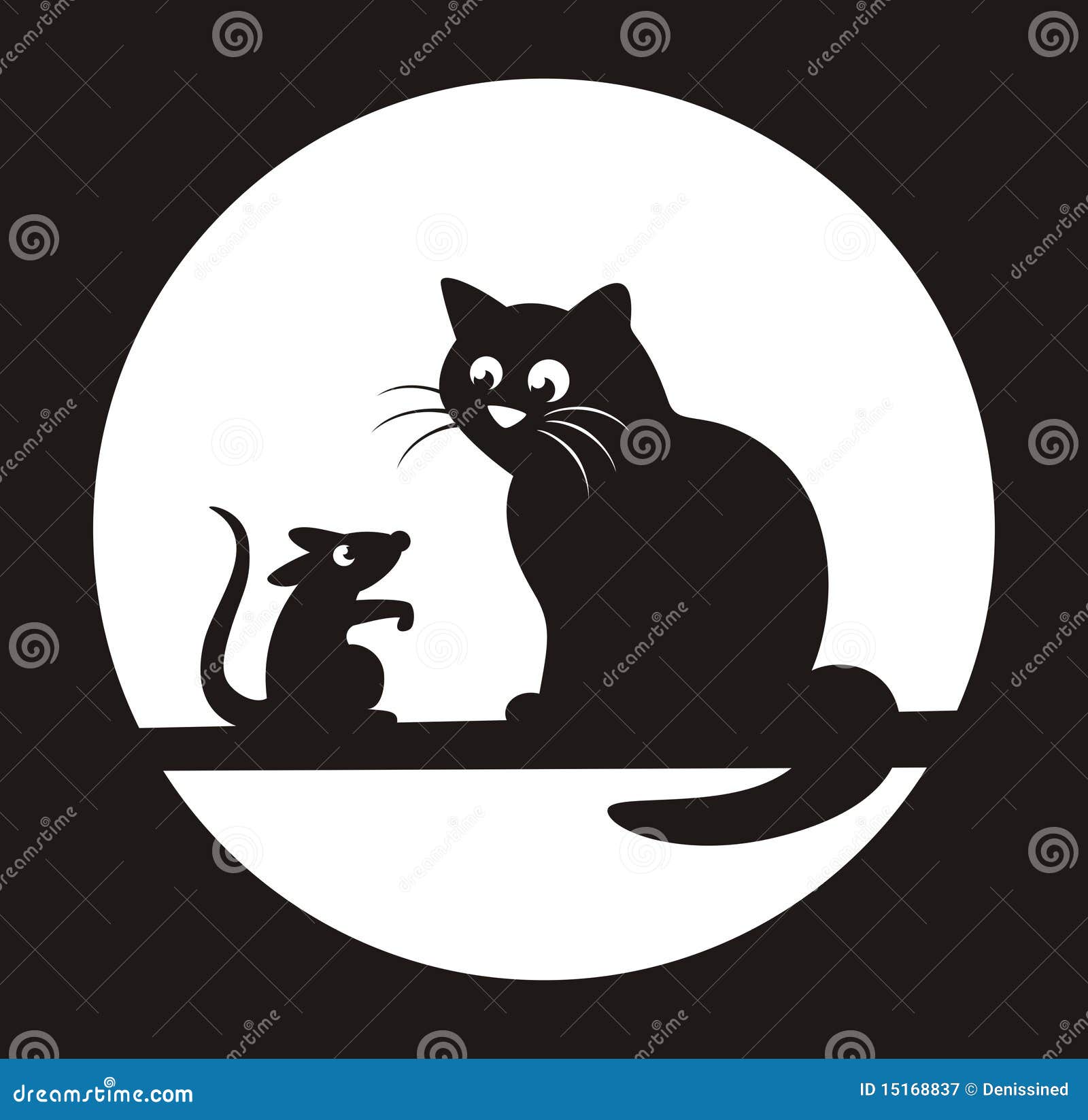 Zwarte kat en rat vector illustratie. Illustration of dier - 15168837