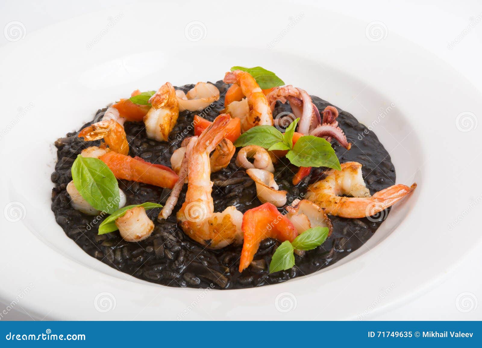 Zwarte Risotto Met Zeevruchten Stock Afbeelding - Image of krab ...