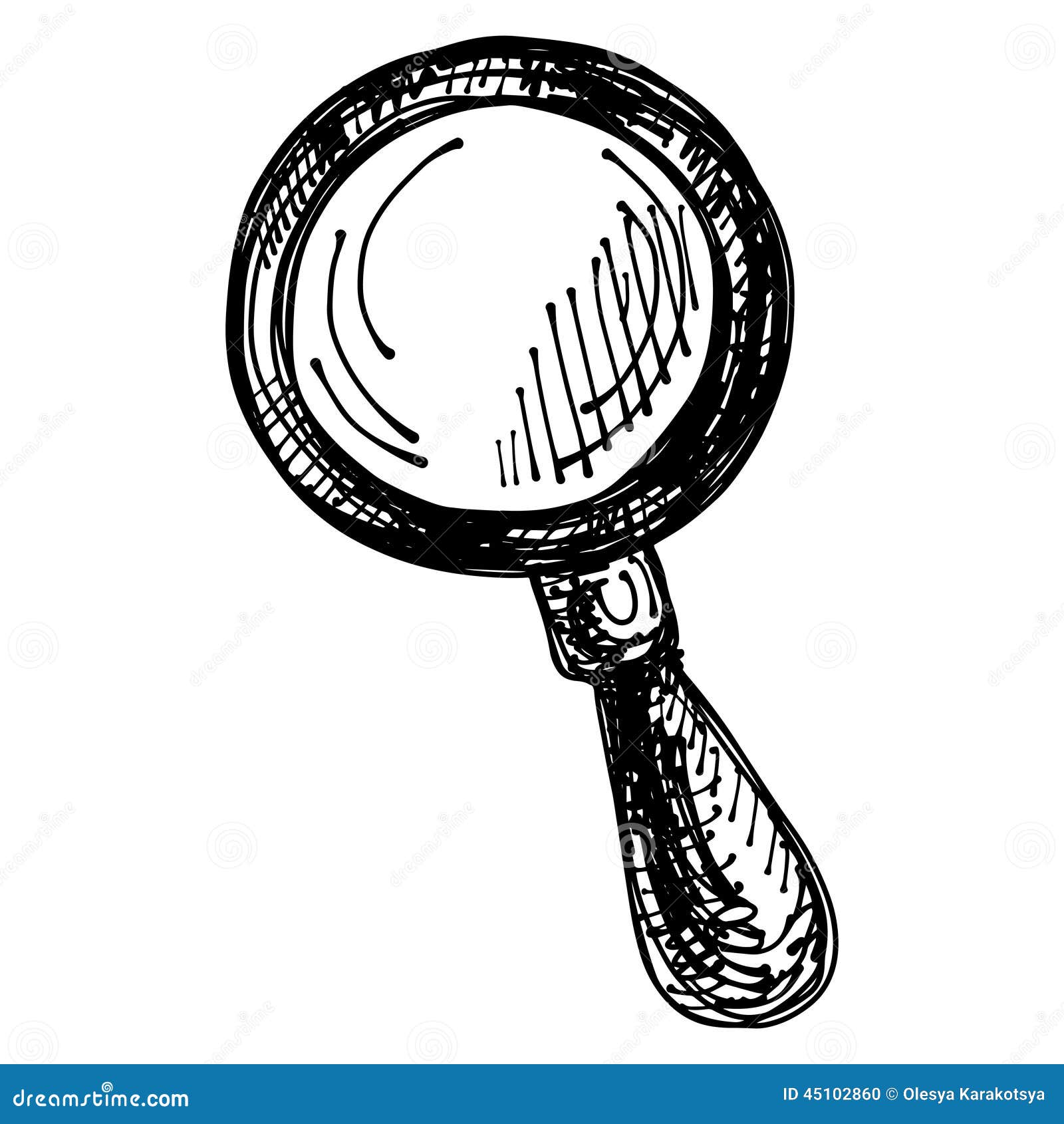 Zwarte Schetstekening Van Vergrootglas Vector Illustratie ...