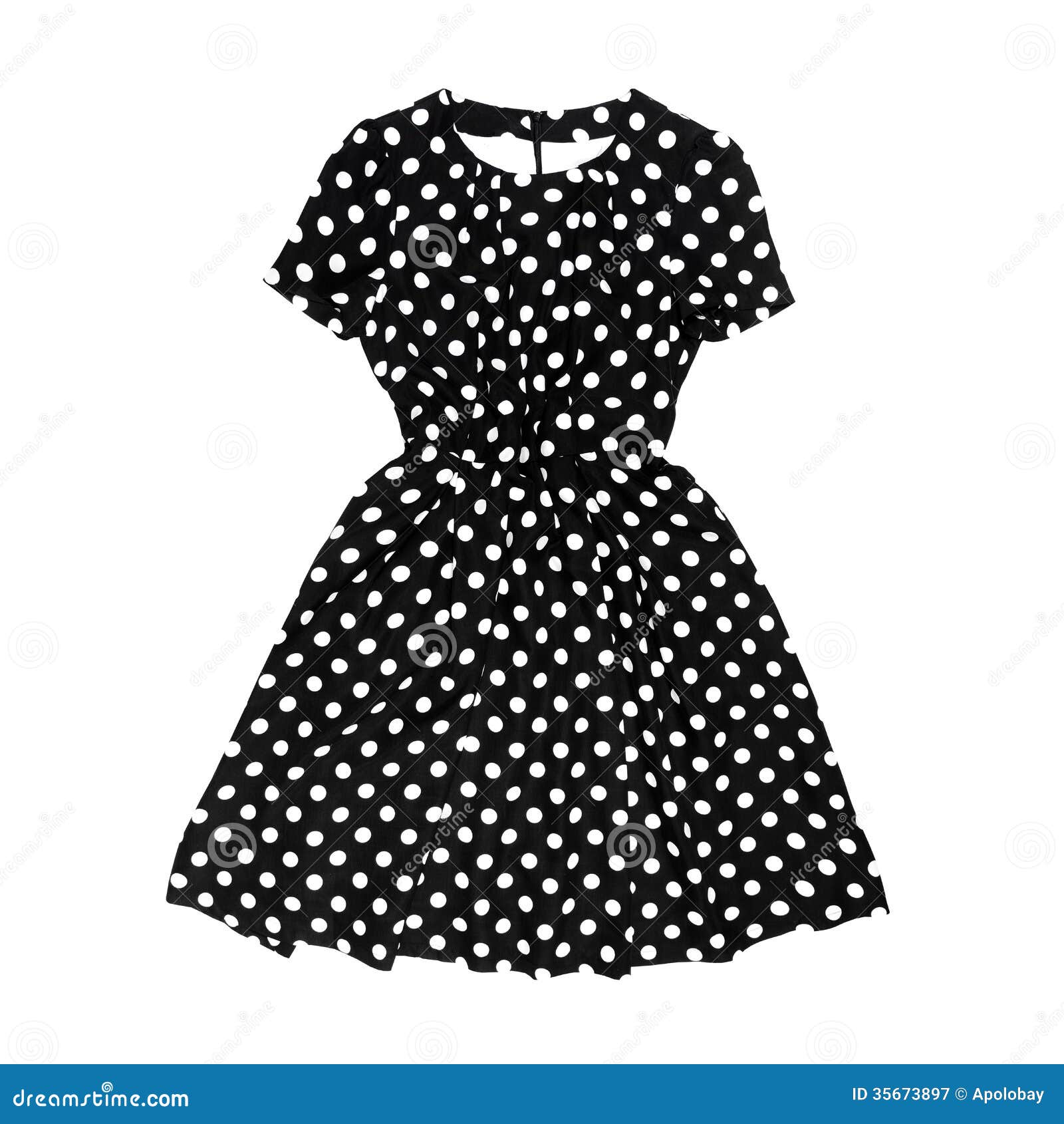 Zwarte Stip Retro Kleding Op Witte Achtergrond Stock Afbeelding - Image ...