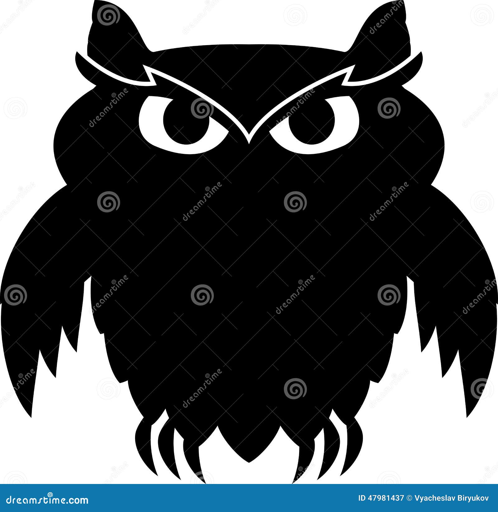 Zwarte uil vector illustratie. Illustration of dier, symbool - 47981437