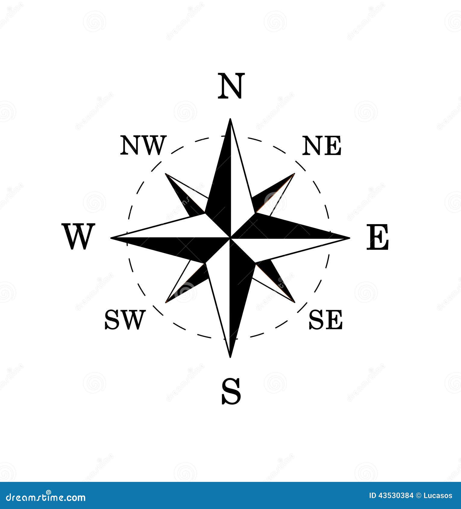 Zwarte windroos vector illustratie. Illustration of noord - 43530384