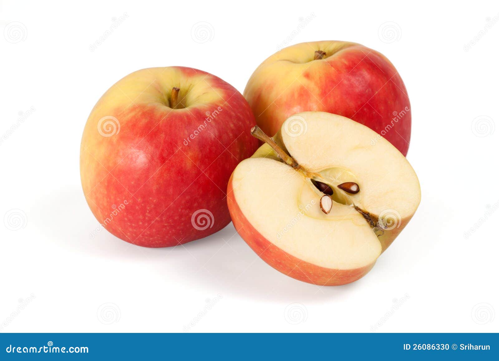 Zwei Äpfel Und Halber Apfel Geschnitten Stockfoto - Bild von bunt ...