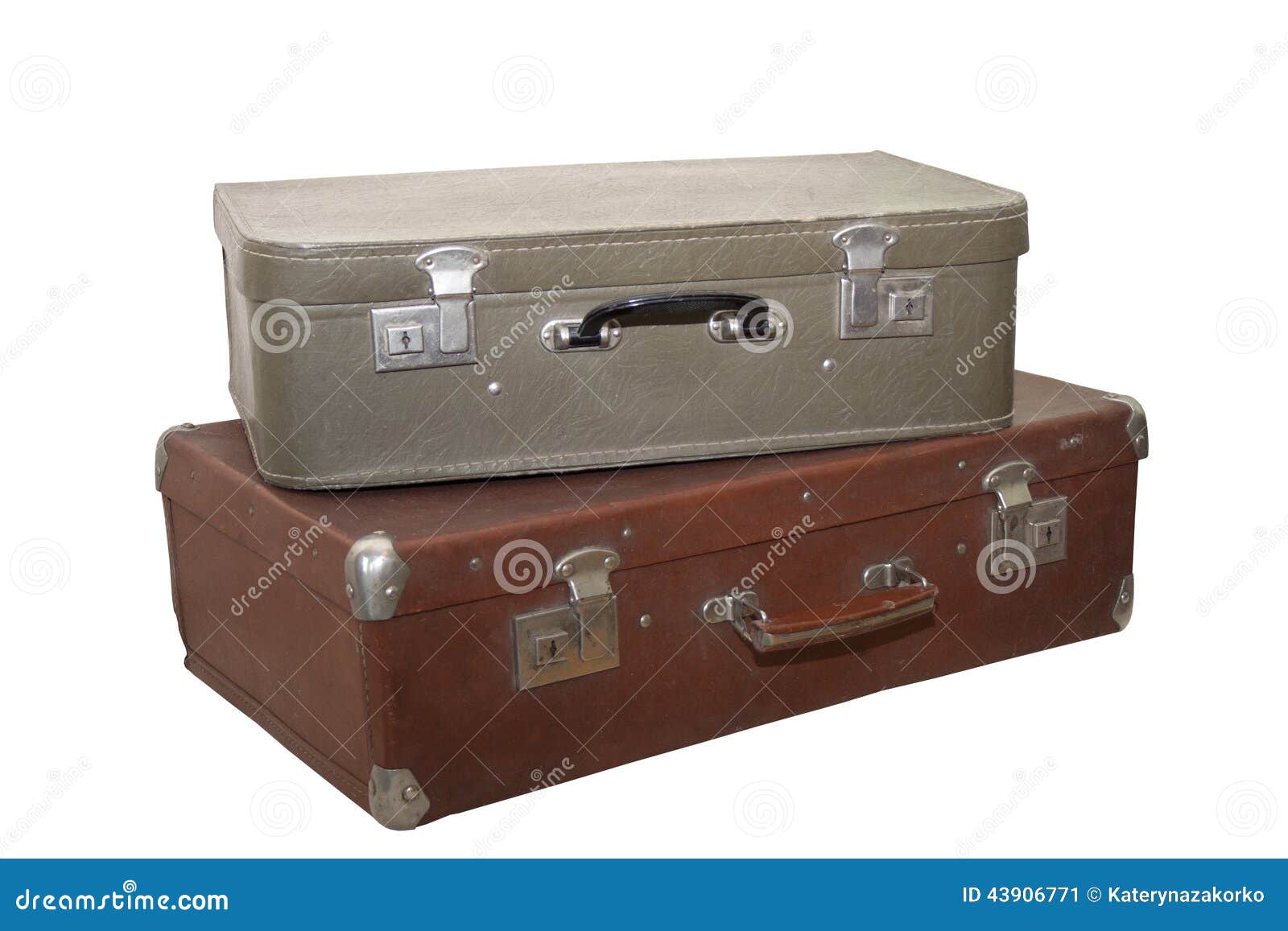 Zwei alte Koffer stockbild. Bild von reise, griff, geschäft - 43906771