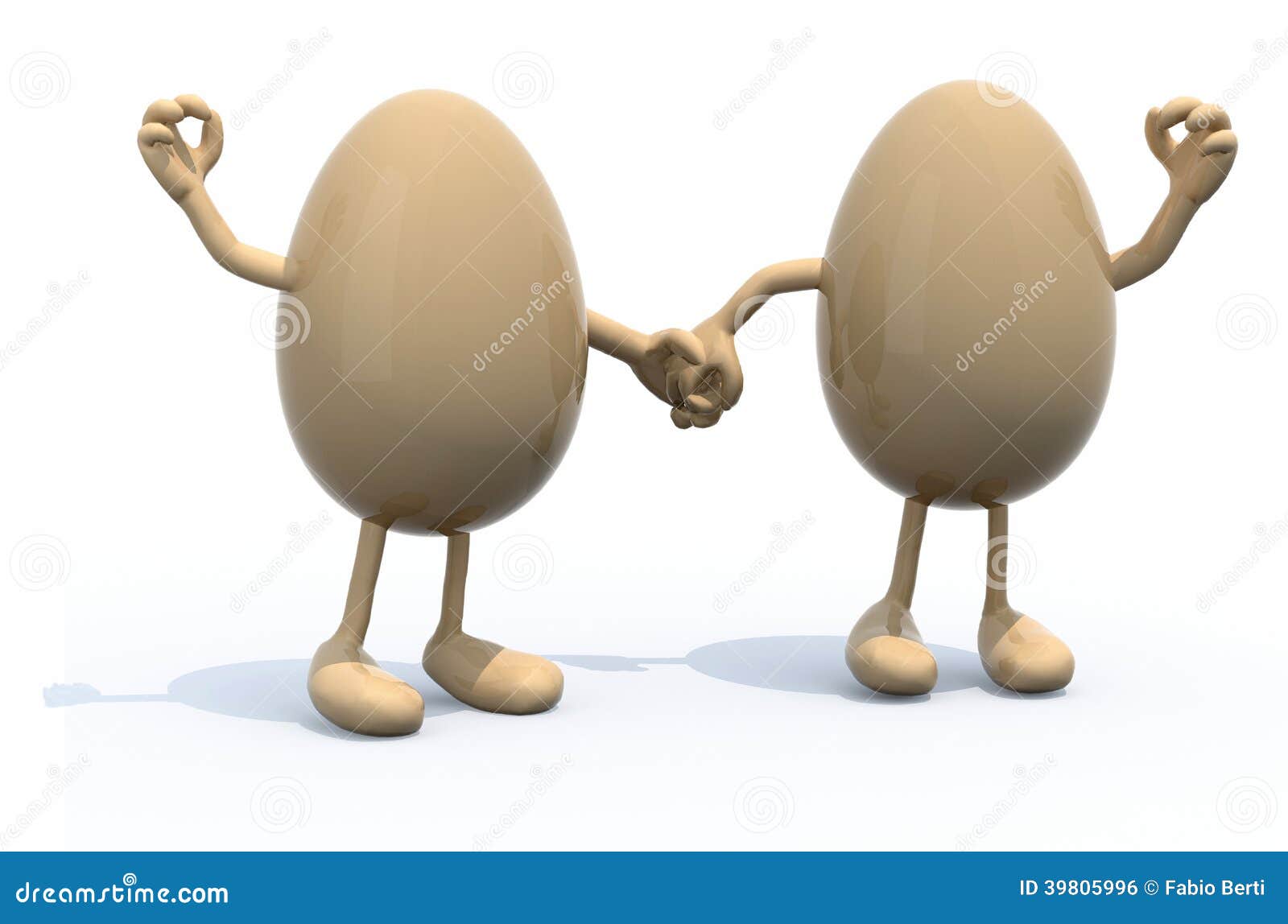 Zwei Eier Mit Den Armen Und Den Beinen, Hand in Hand Stock Abbildung ...
