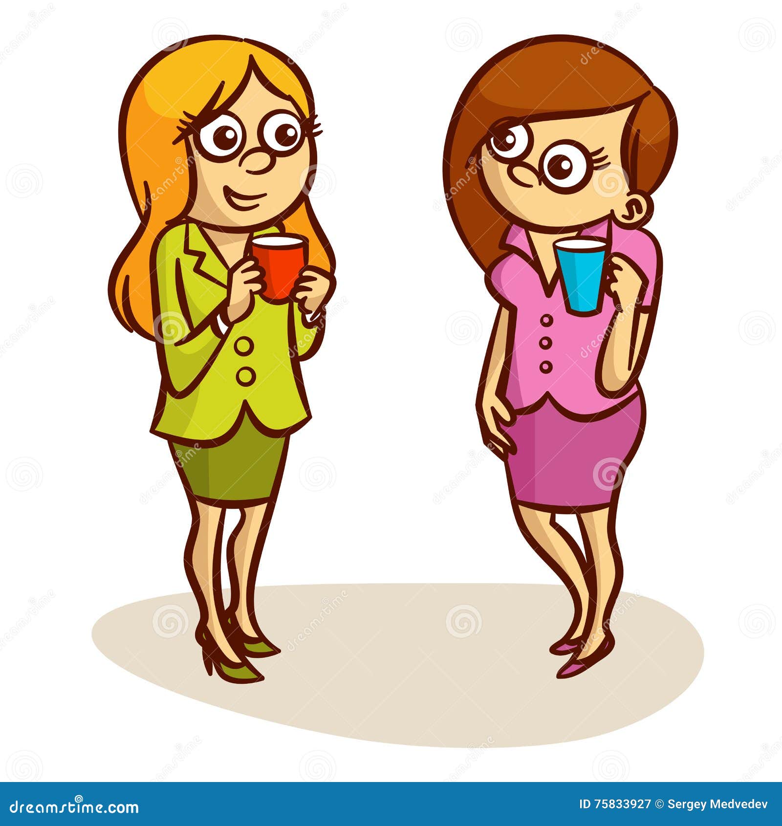 Zwei Frauen-Kaffeepause vektor abbildung. Illustration von getränk ...