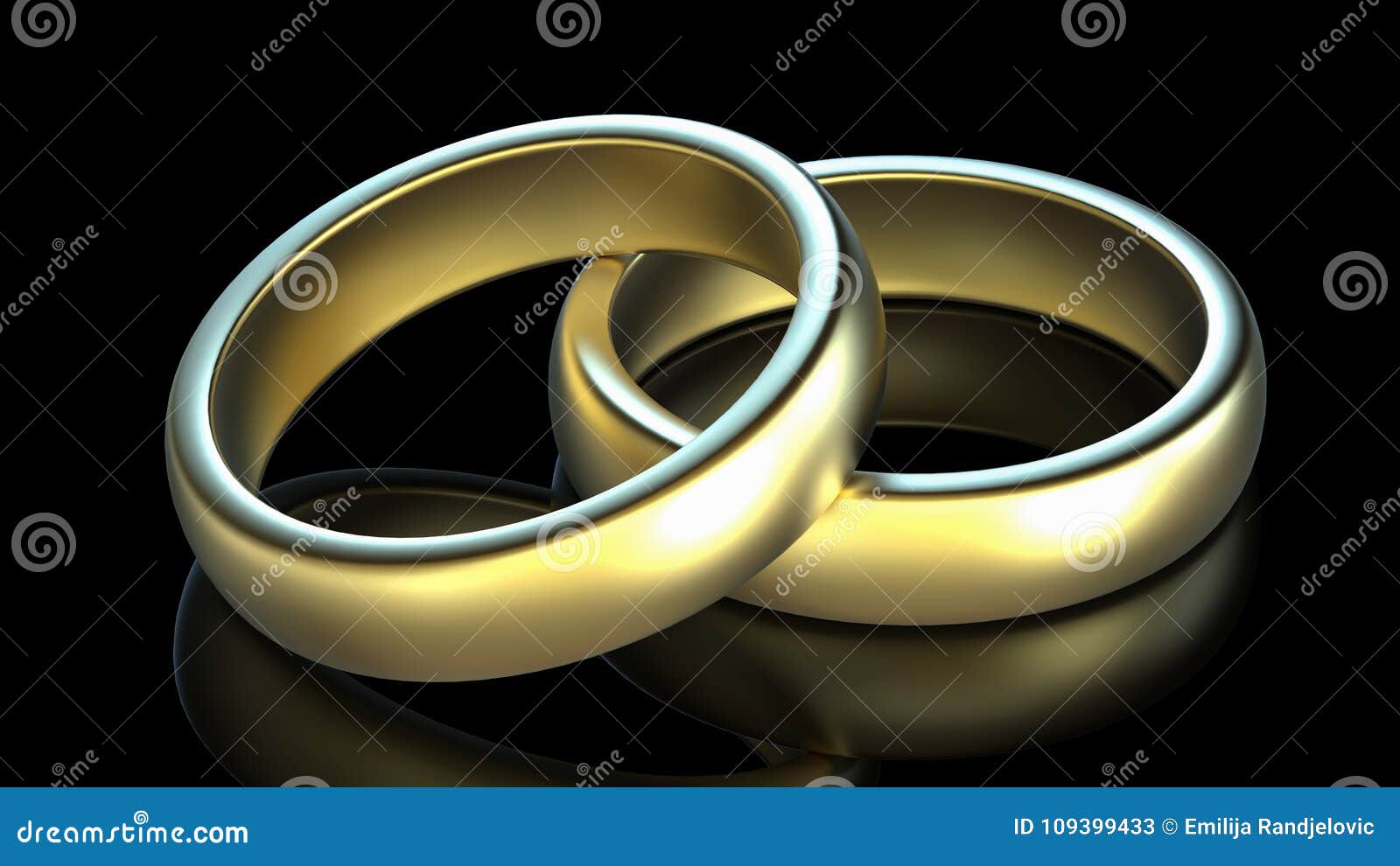 Zwei Goldene Eheringe Auf Schwarzem Hintergrund Stock Abbildung ...