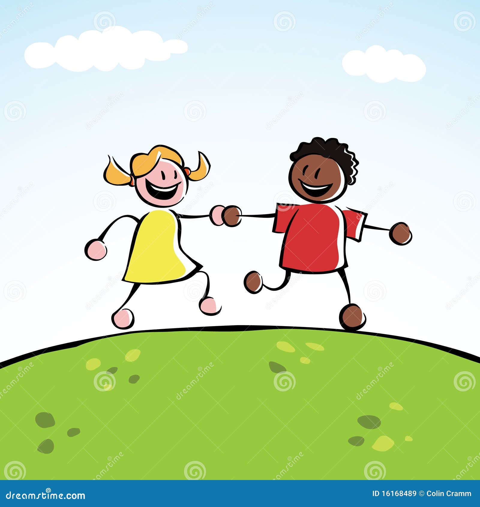 Zwei Kinder, Die Hände Anhalten Vektor Abbildung - Illustration von ...