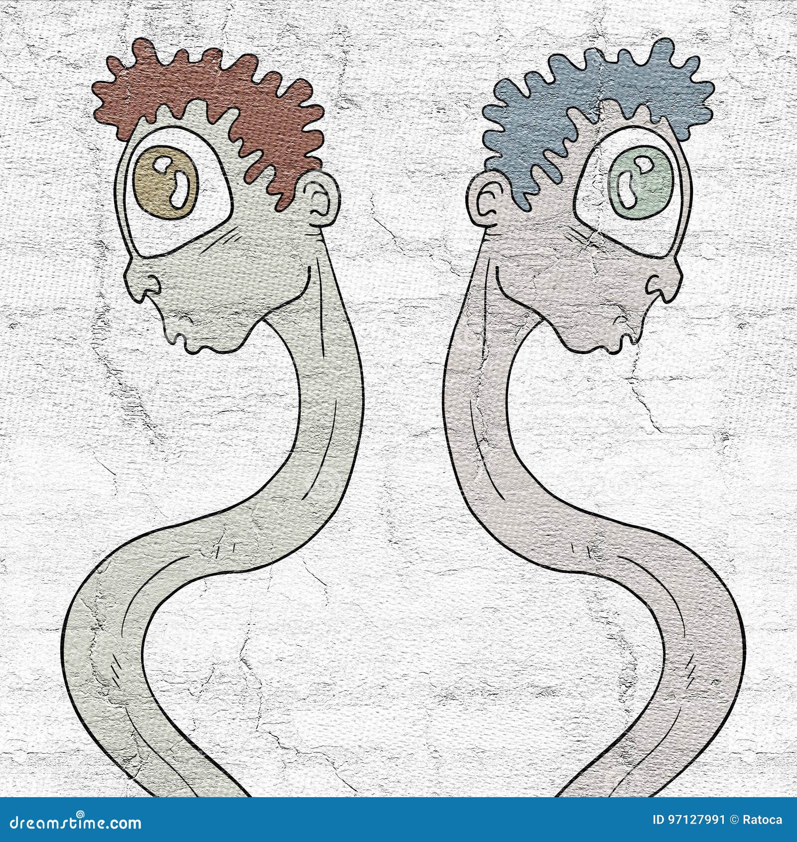 Zwei lustige Gesichter stock abbildung. Illustration von gefühl - 97127991