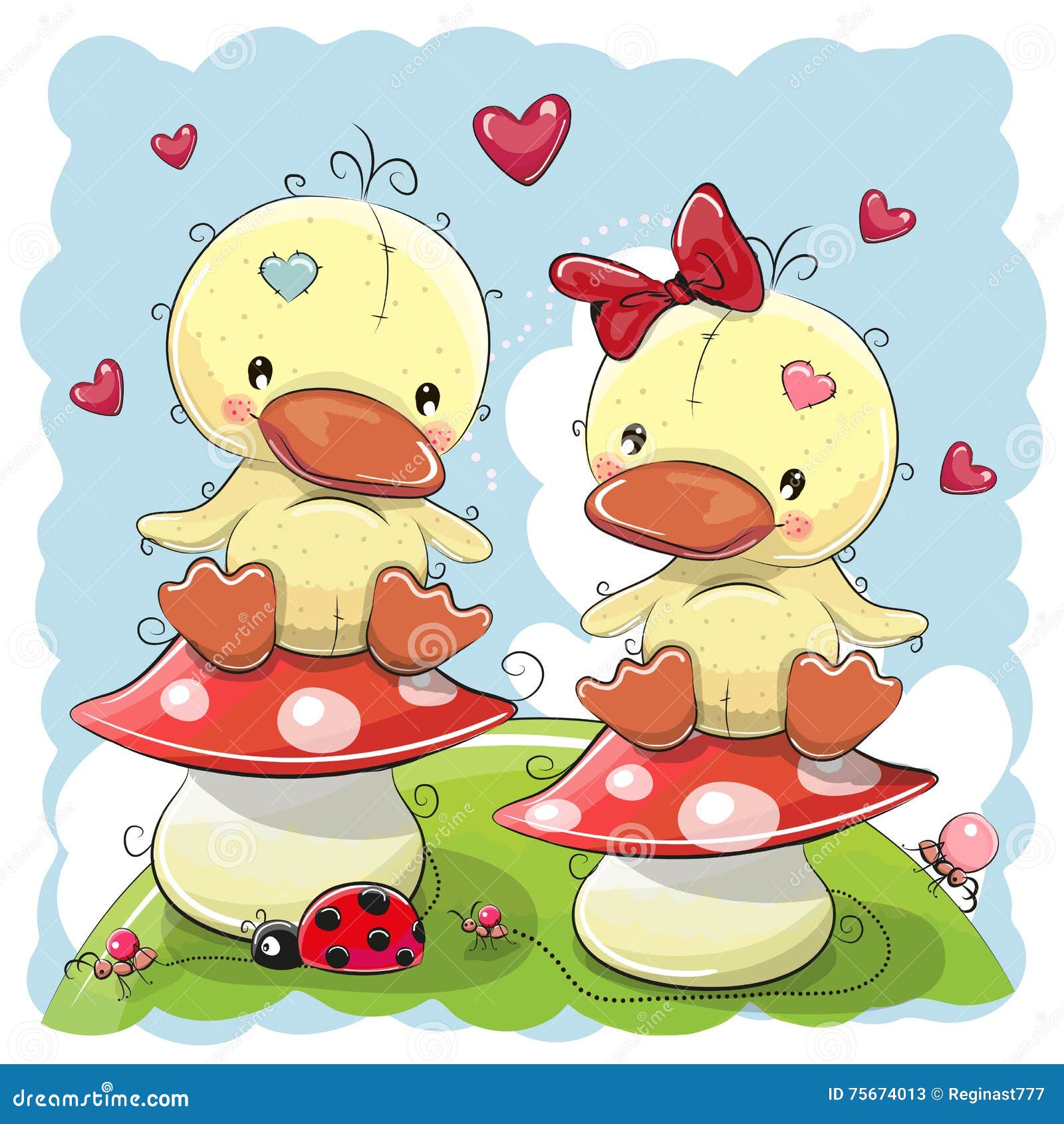 Zwei nette Karikatur-Enten vektor abbildung. Illustration von ...