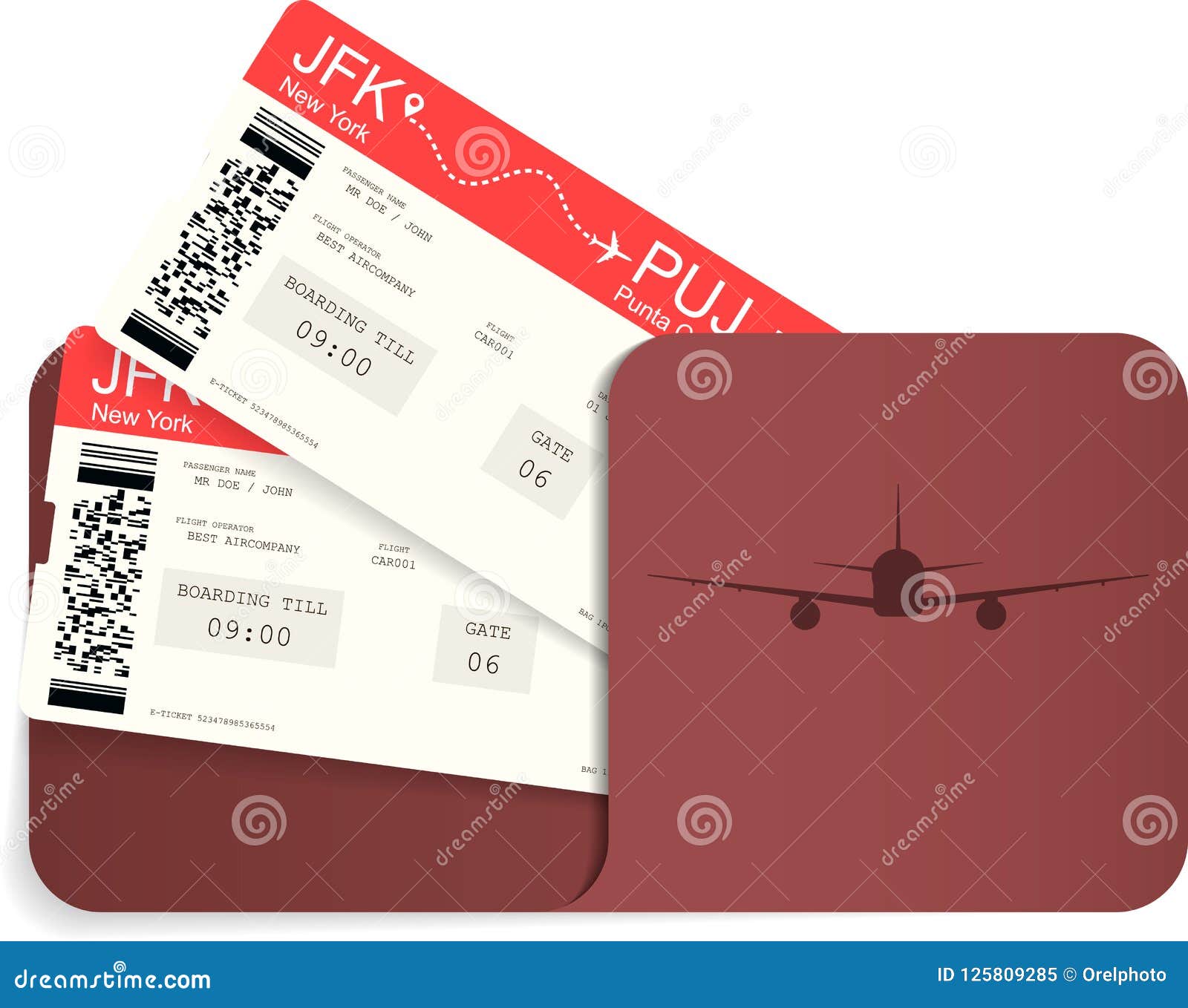 Zwei Realistische Flugtickets Oder Bordkarte I Vektor Abbildung ...