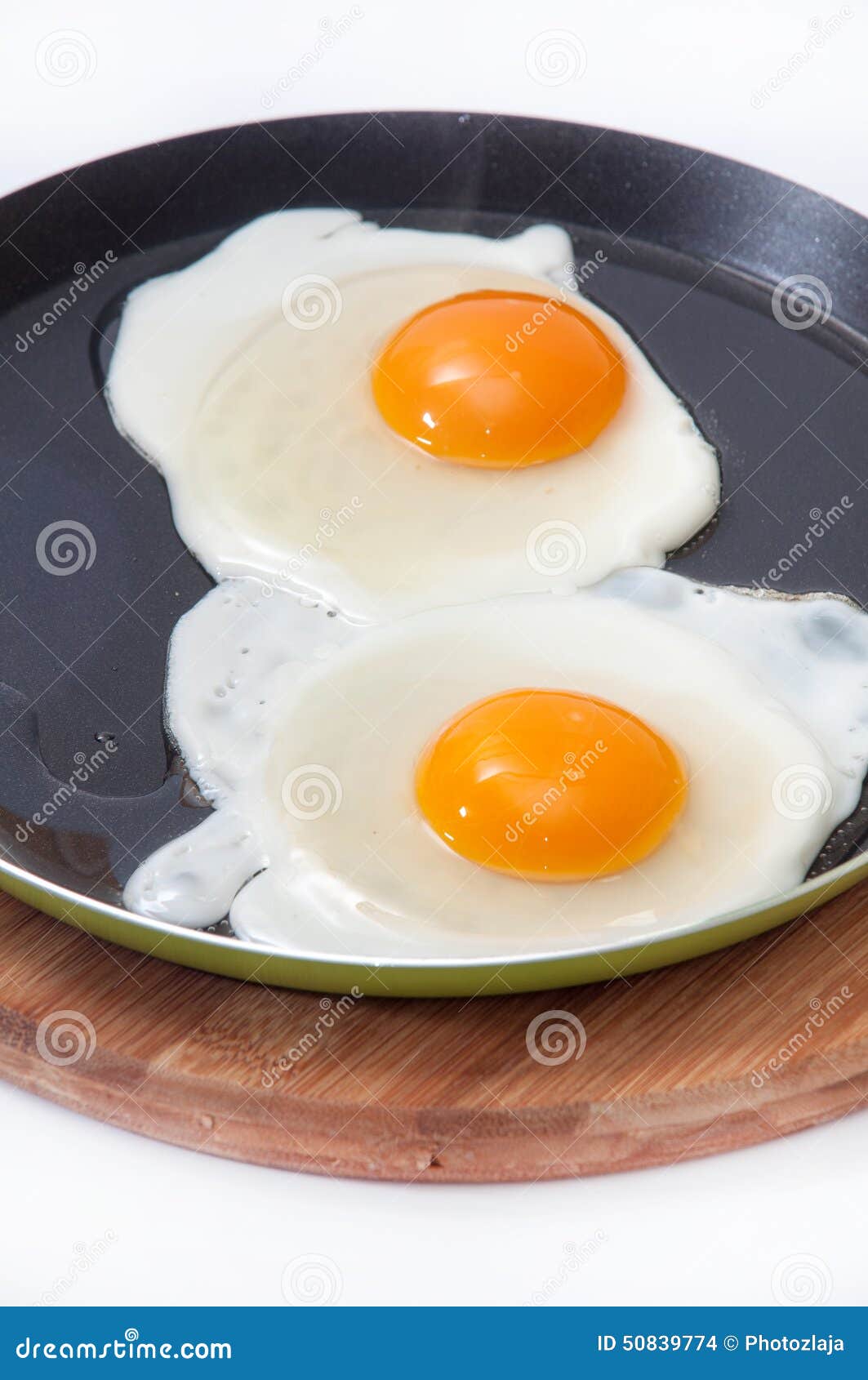 Zwei Rohe Eier in Einer Bratpfanne Stockfoto - Bild von feinschmecker ...