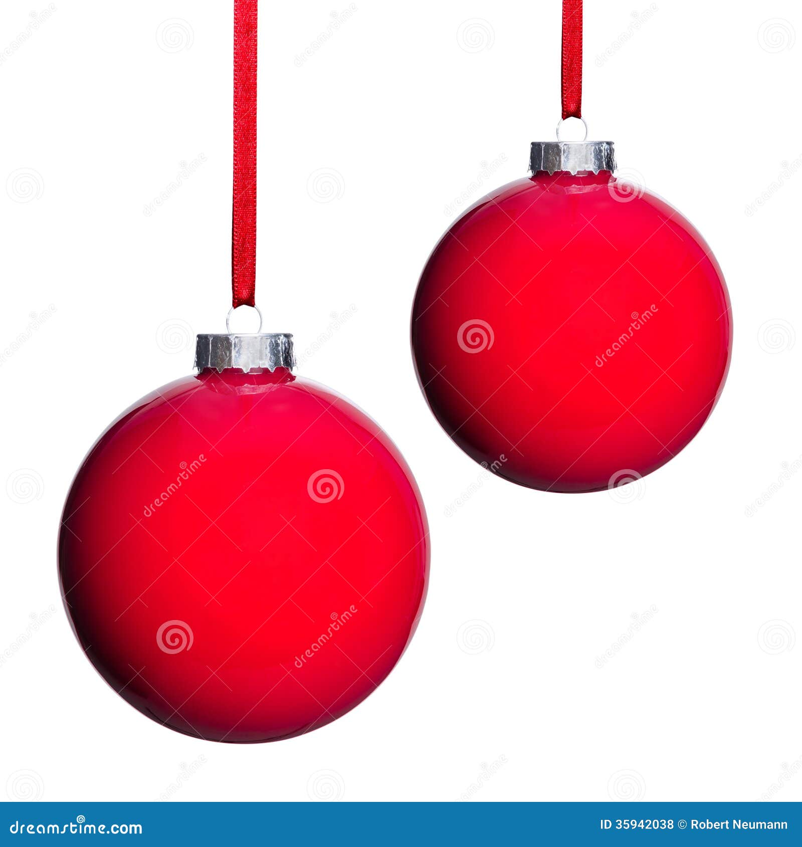 Zwei rote Christbaumkugeln stockfoto. Bild von fest, bedeutung - 35942038
