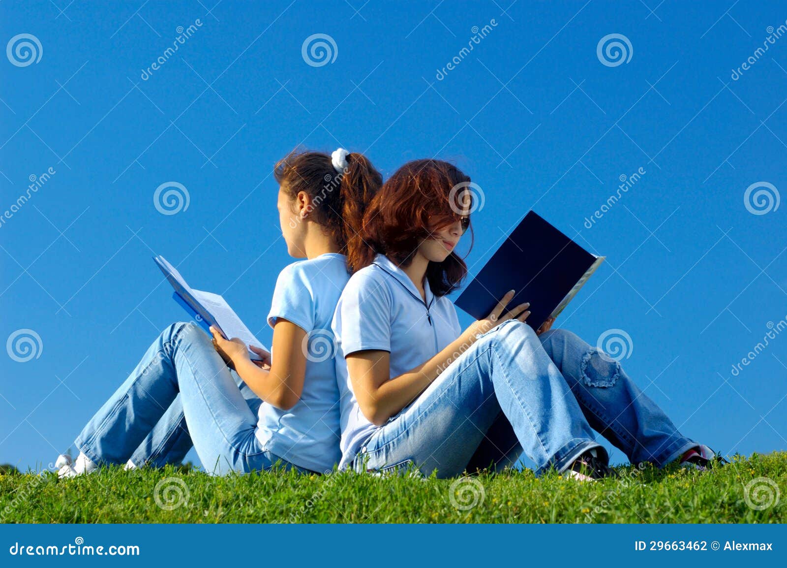 Zwei Studenten, Die in Der Natur Studieren Stockfoto - Bild von ...