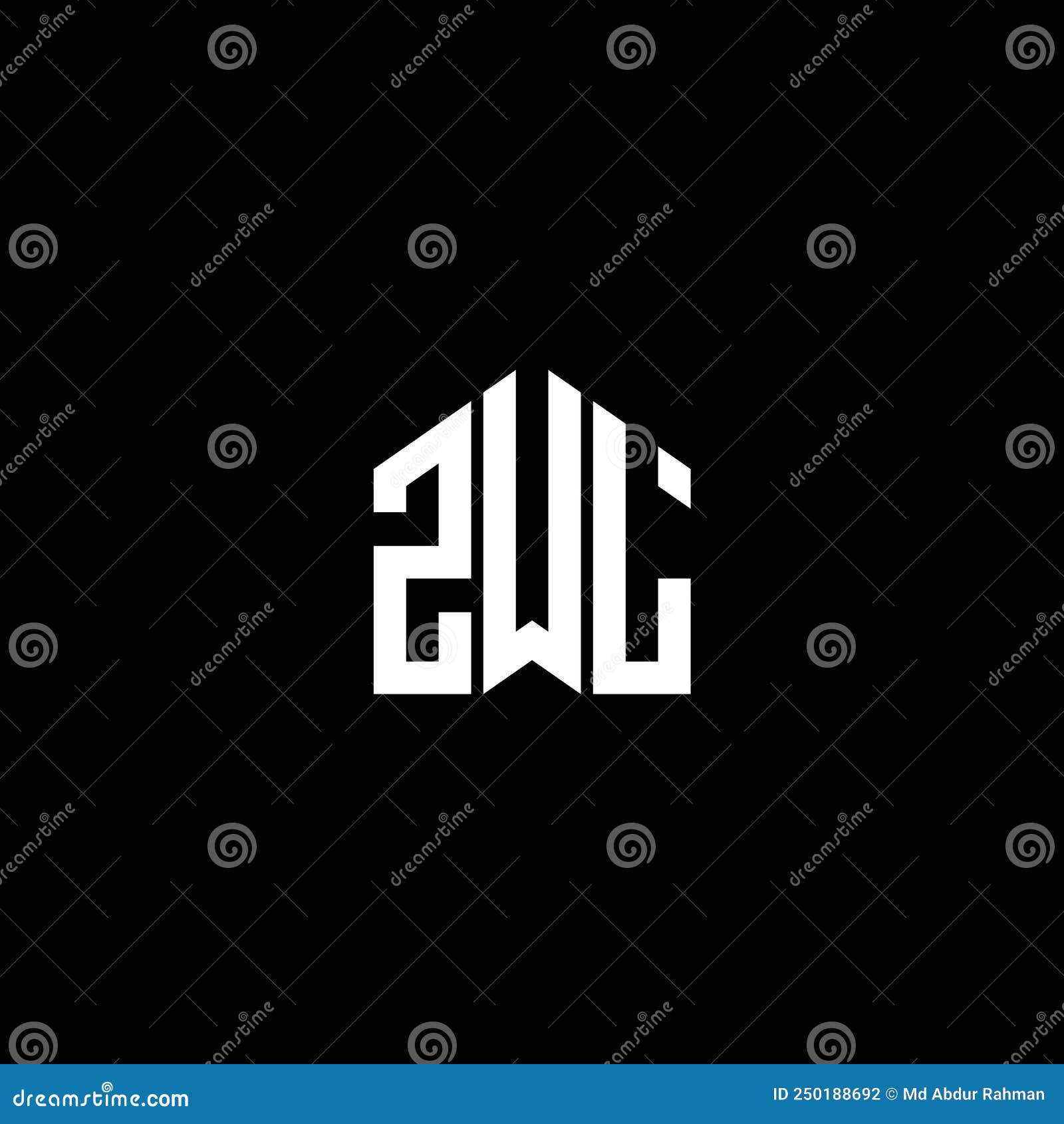 ZWL Letter Logo Design on BLACK Background. ZWL Creative Initials ...