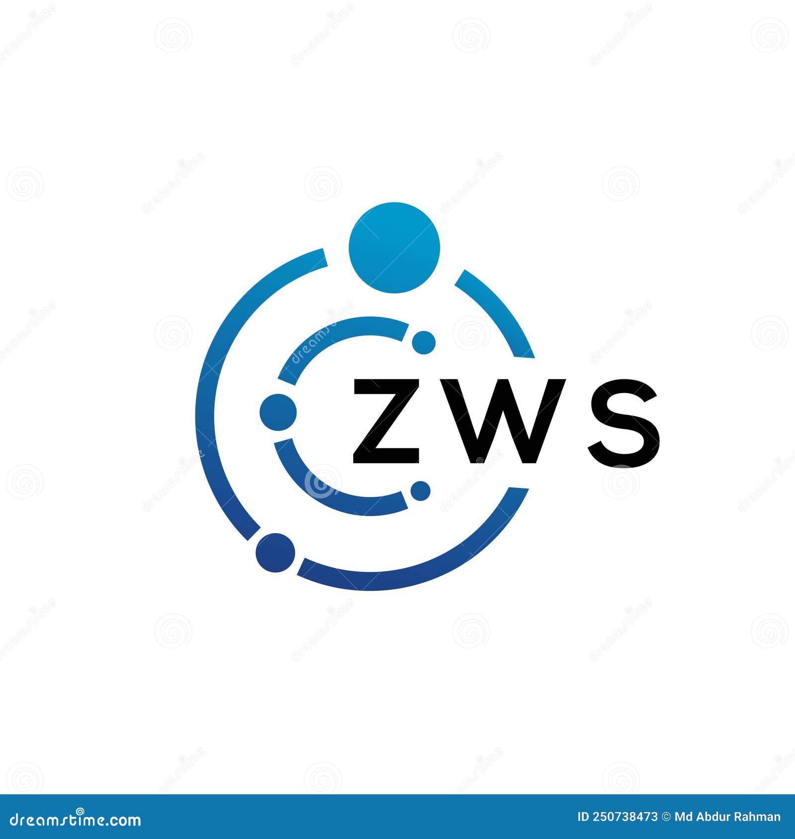 ZWS Letter Technology Logo Design on White Background. ZWS Creative ...